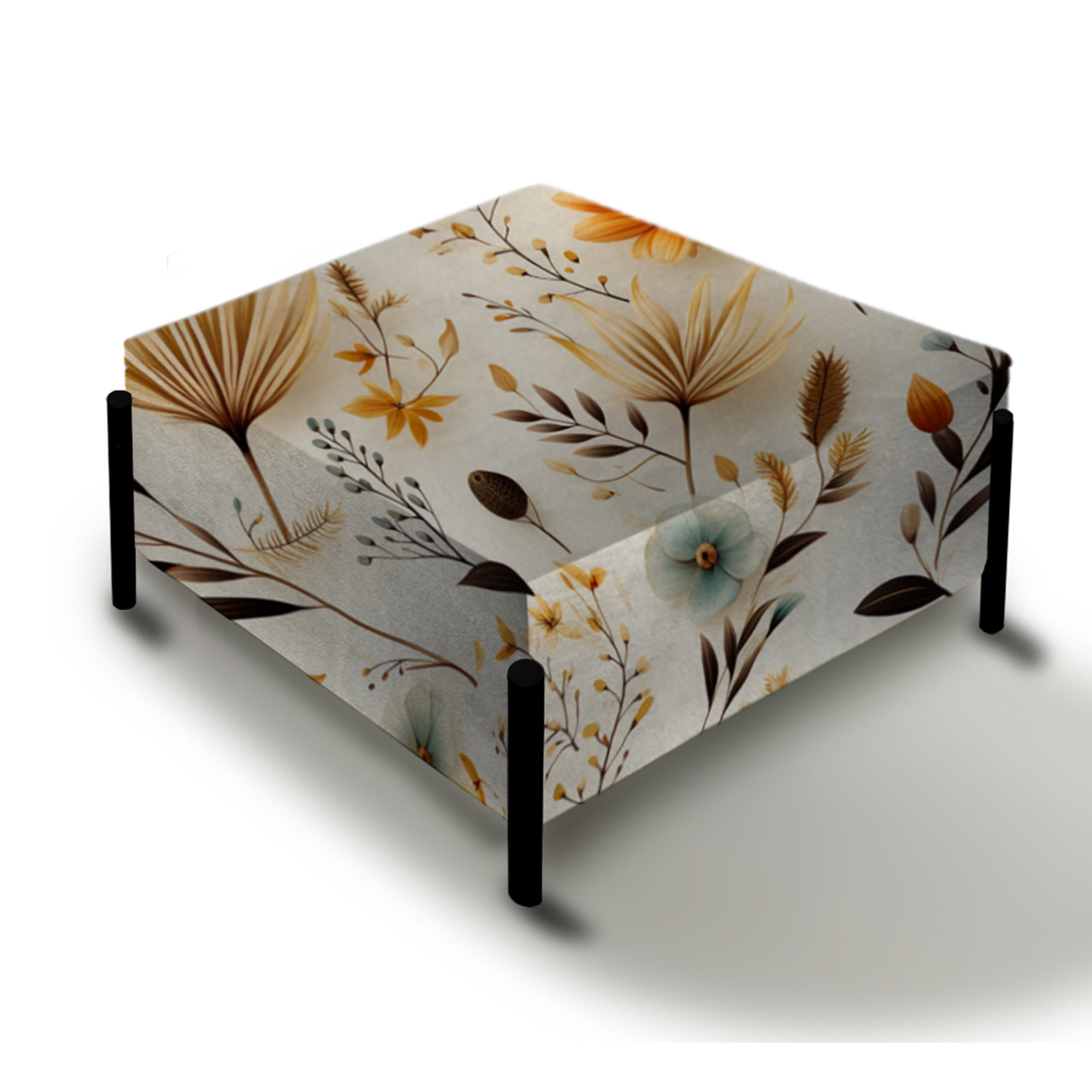 Design Art Minimalism Beige Ferns Pattern VI - Floral Large Square ...