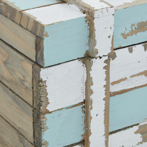 Breakwater Bay Benites Wood Decorative Teal Box with Anchor Detail and ...