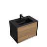 Latitude Run® Danyall Vanity With Matte Black Top, 30-In Rough Oak ...