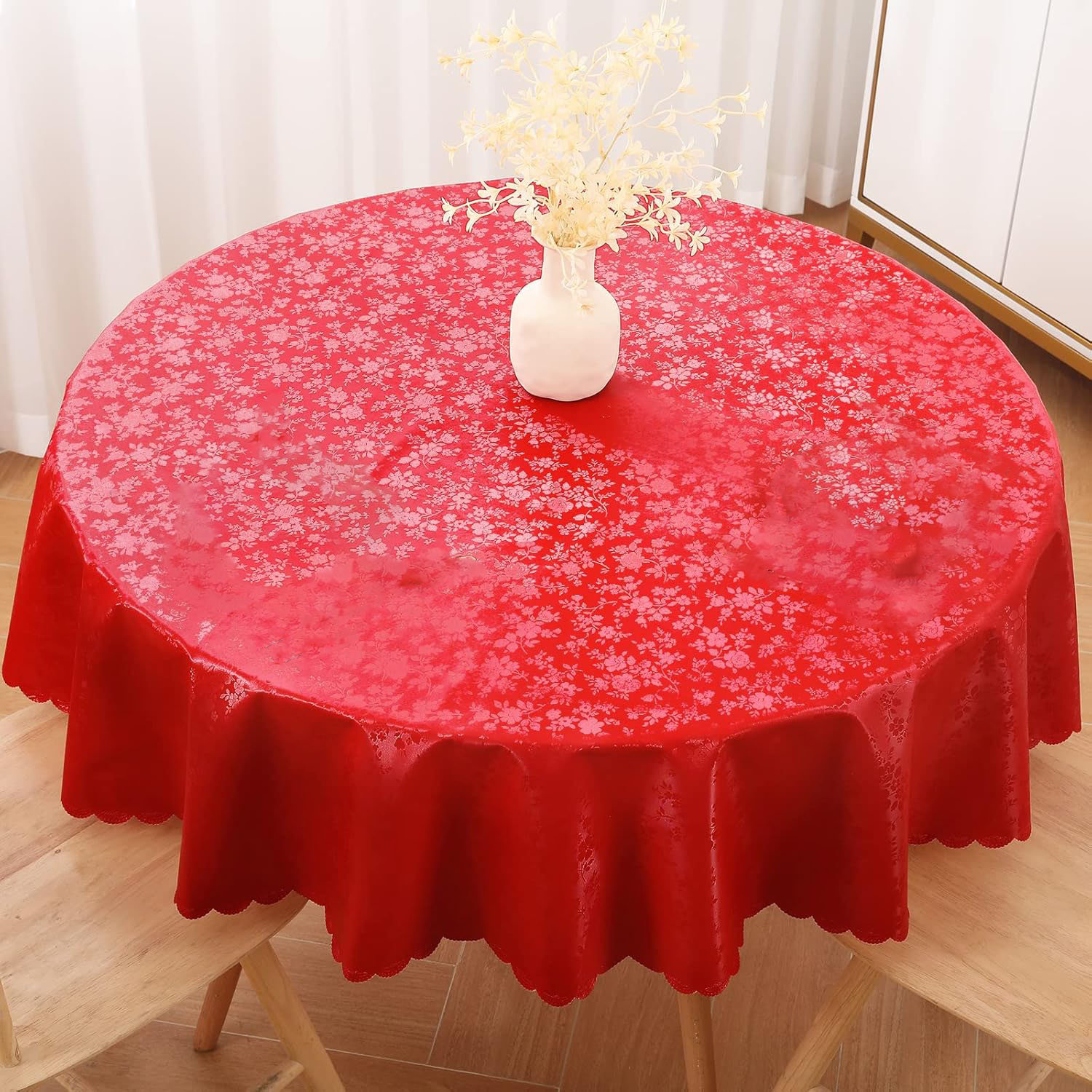 Red Barrel Studio® Round Tablecloth, Waterproof Heavy Duty Vinyl ...