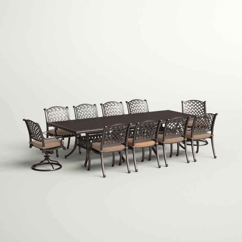 Three Posts™ Frazee 11-Piece Patio Dining Set with Cushions and 46 x ...