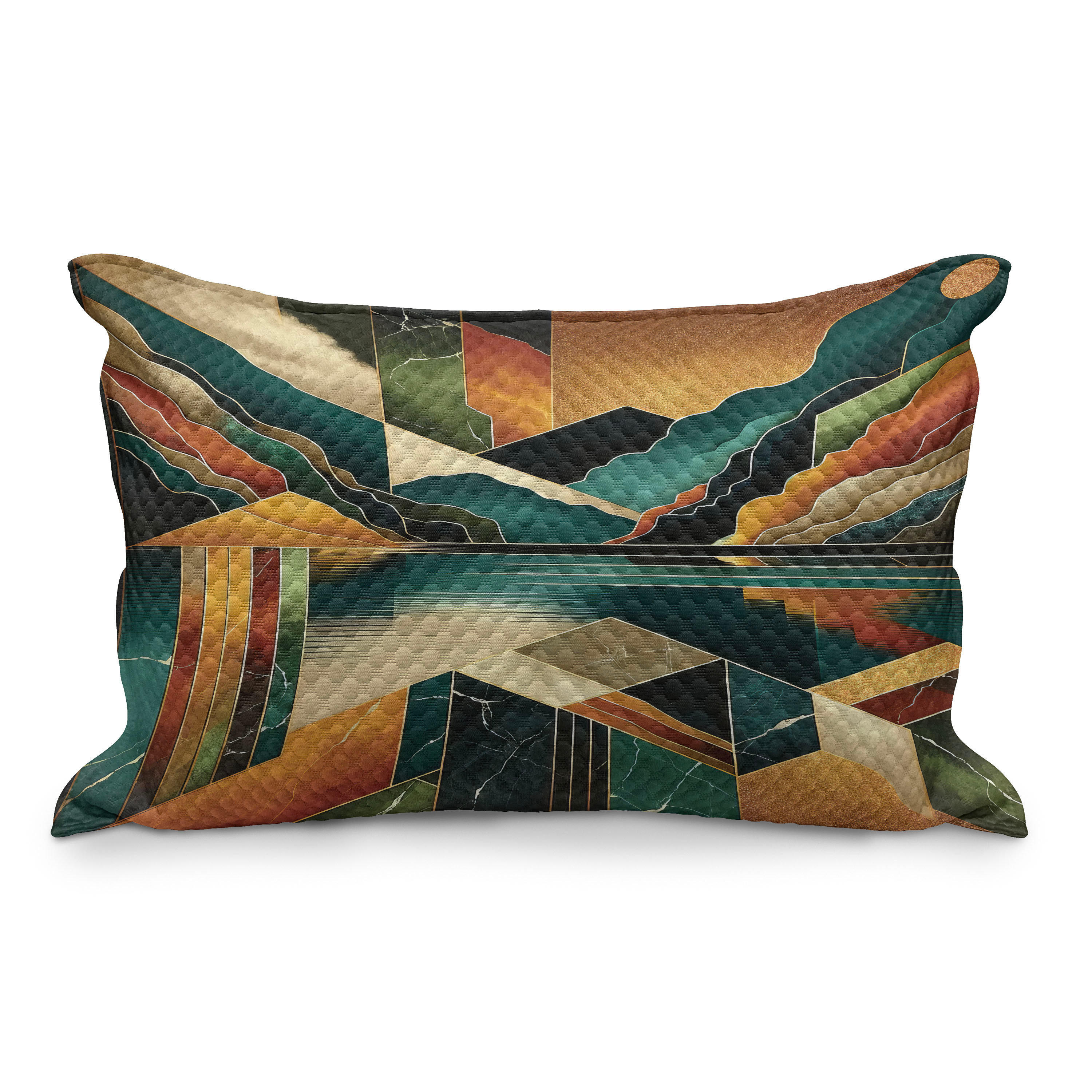 Ambesonne Mid Century Modern Quilted Pillowcase Lake Mountains, Ginger ...
