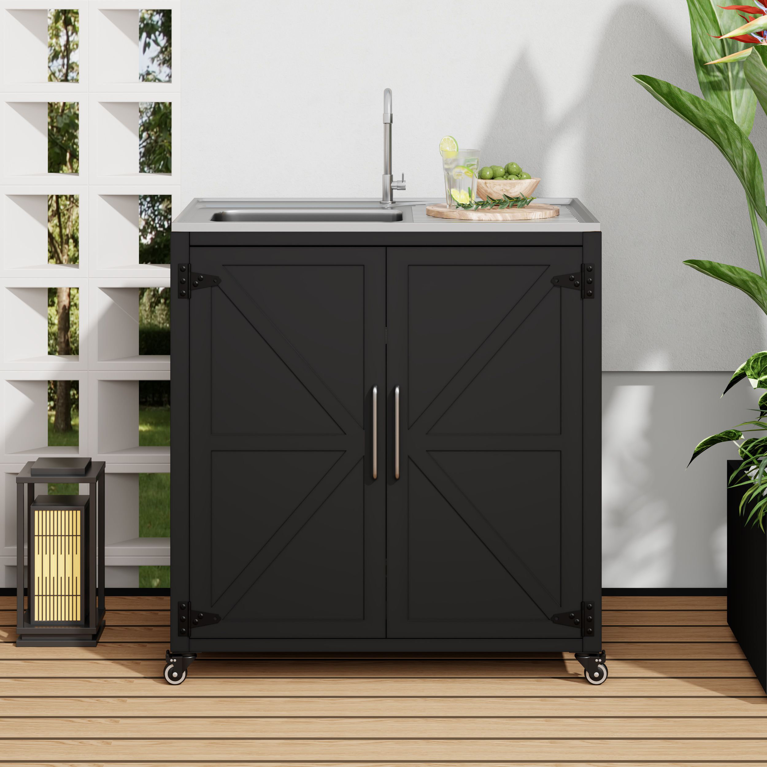 Lark Manor™ Kitchen Island, Outdoor Movable Kitchen Sink, Patio Modular ...