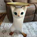 Latitude Run® Modern Cat Side Table Floor Resin Figurine with Gold Tray ...