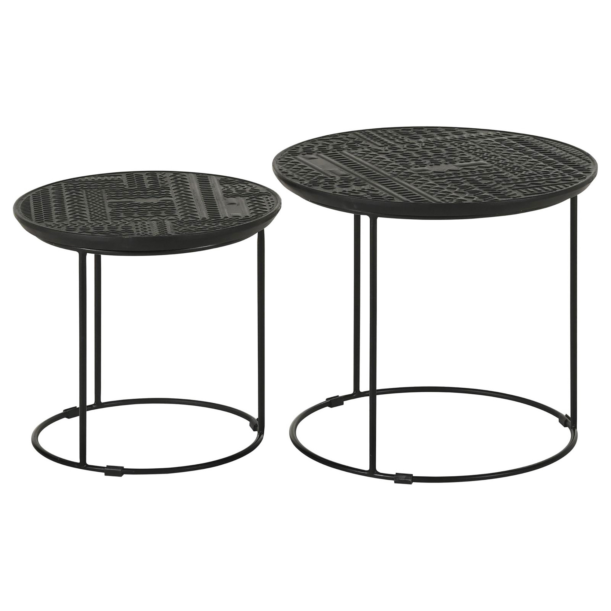 17 Stories Matte Black 2-Piece Nesting Table | Wayfair