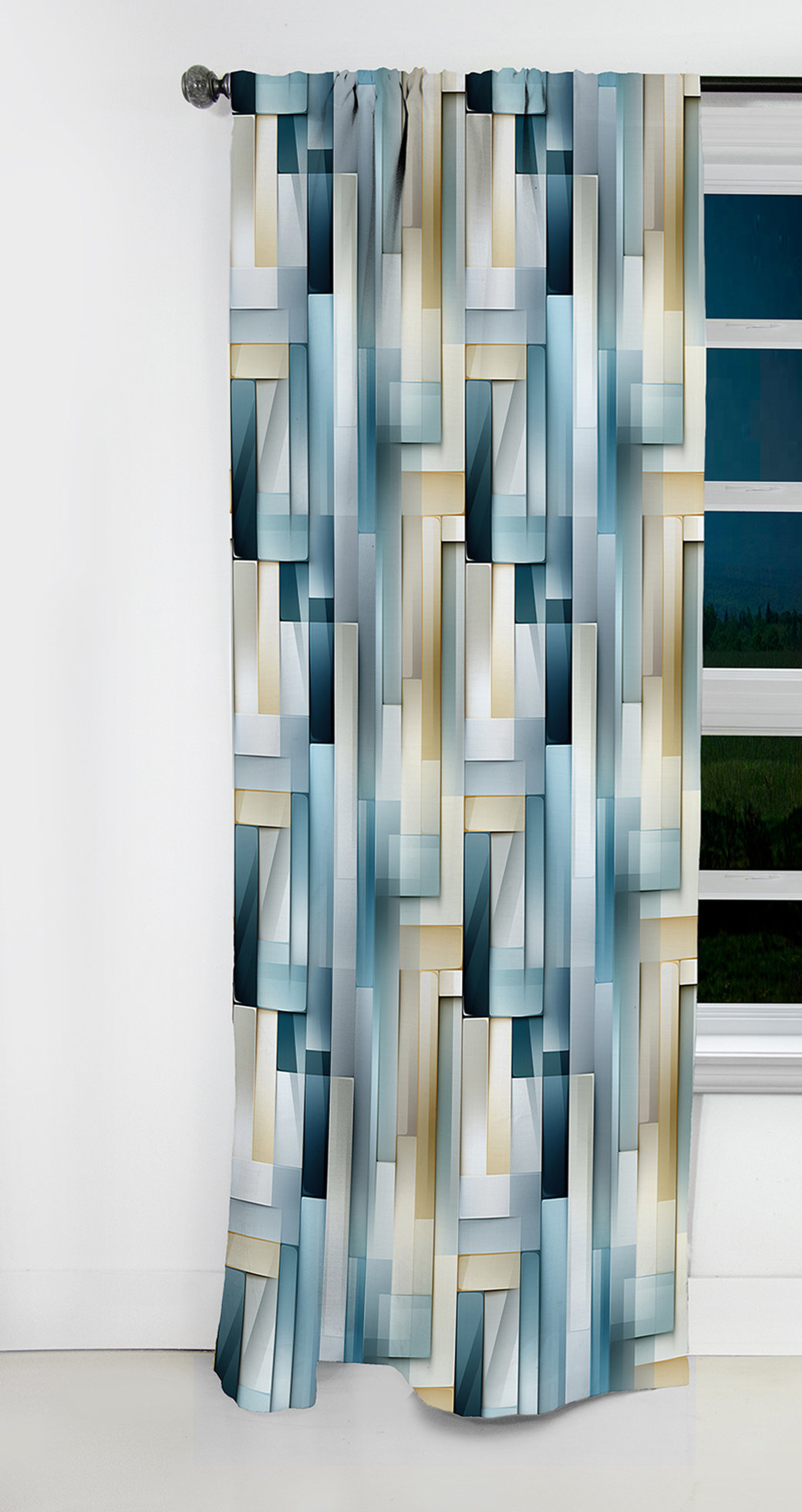 Design Art Serene Structures II - Stripped Curtain - Blackout Striped ...