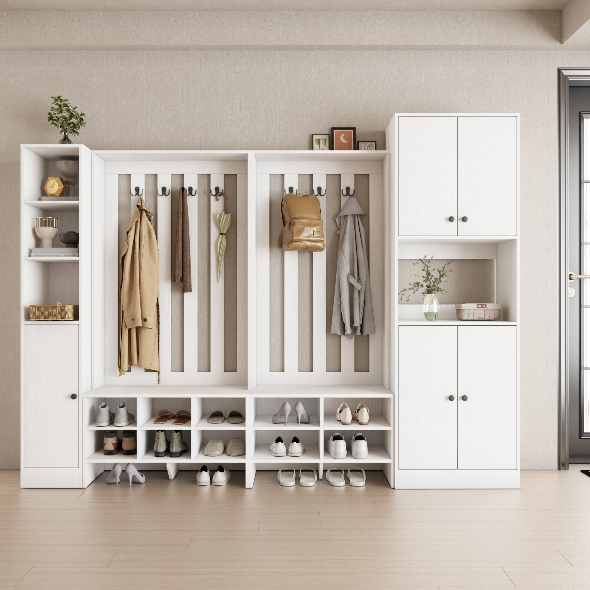 Hokku Designs 30 Pair Shoe Cabinet With Drawers, Entryway Shoe Storage ...