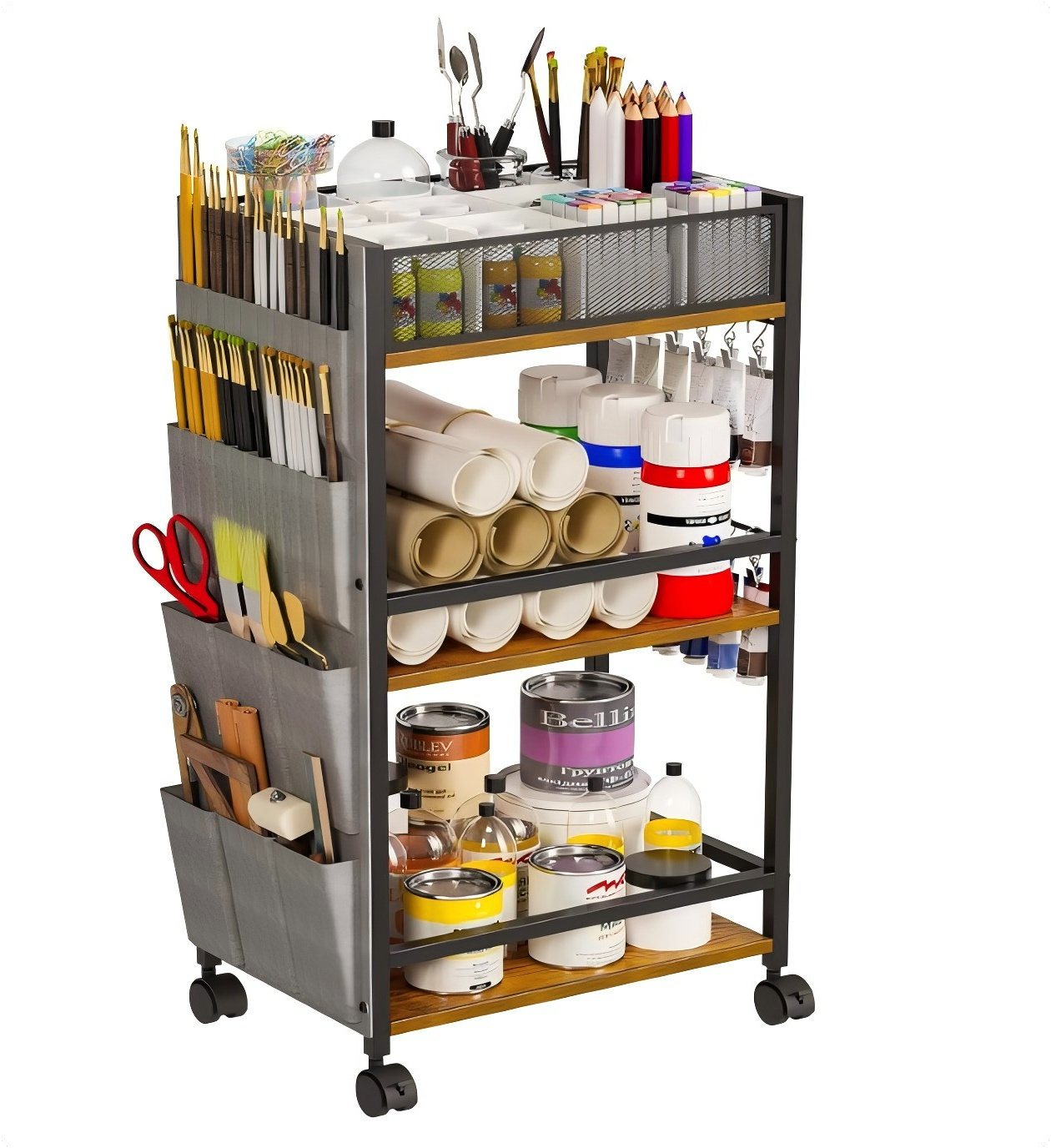 Elaine Mercure 3 Tier Rolling Craft Cart , Art Cart , Side Partitioned ...