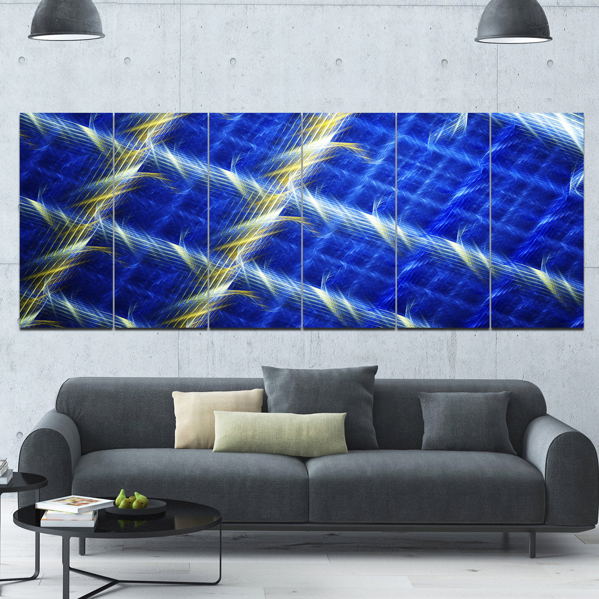 Design Art 'Blue Abstract Metal Grill' 6 Piece Graphic Art Print Set on ...