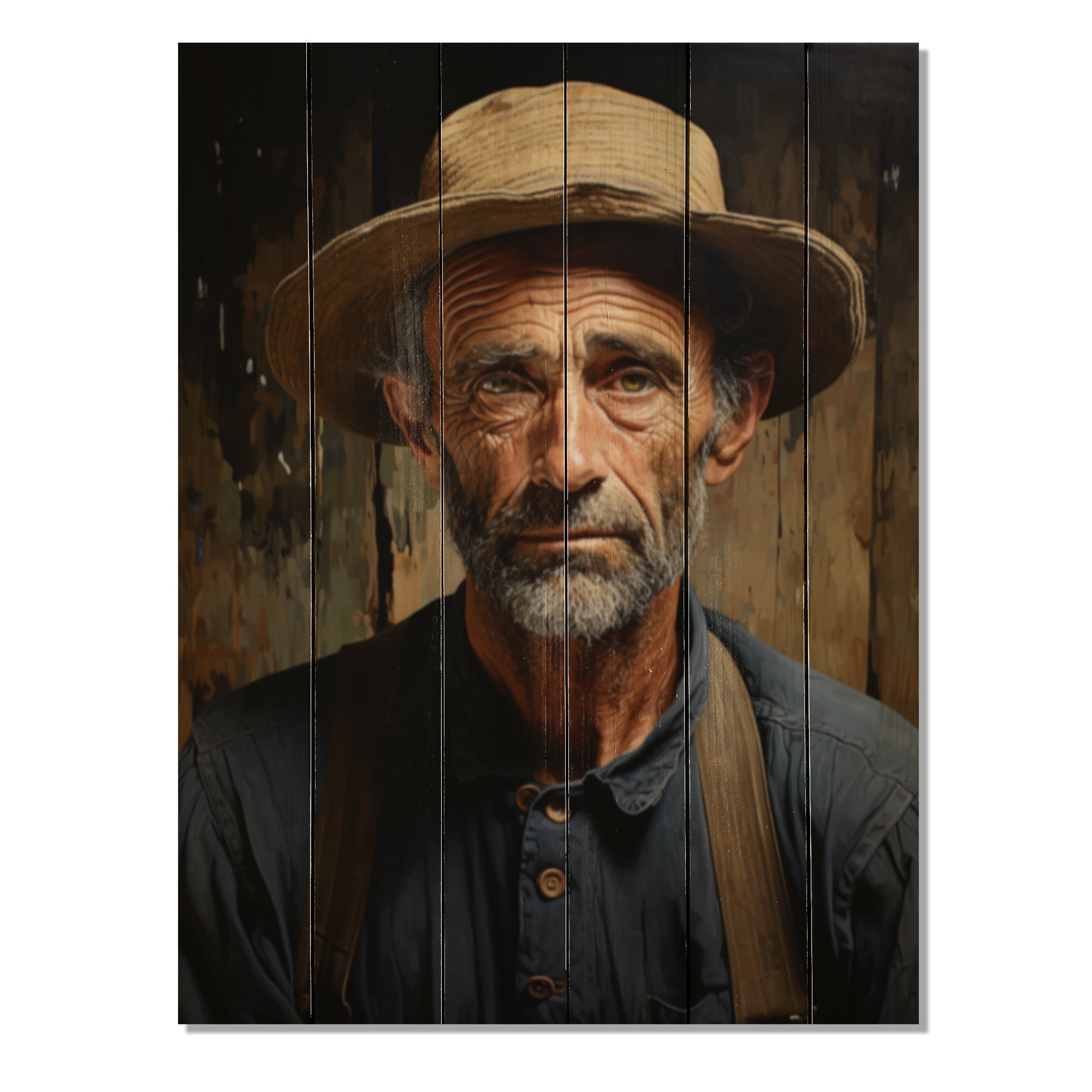 Red Barrel Studio® Farmhouse Farmer Portraits Ii I On Wood Print | Wayfair
