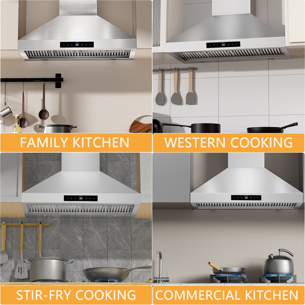TAZPI 48 Inch Range Hood 1200cfm, 4-speed Wall Mount Range Hood With ...