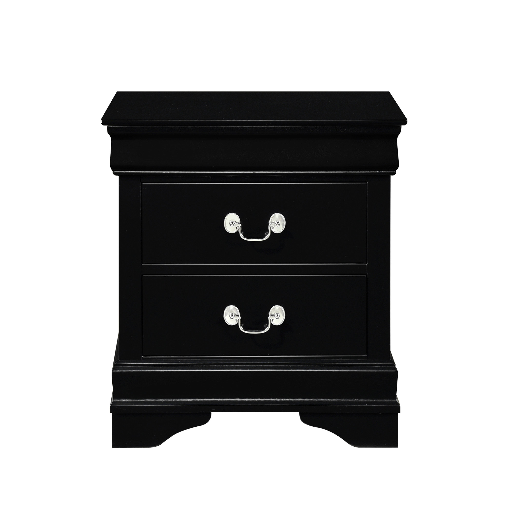World Menagerie Classic Louis Philippe Style Black Finish Nightstand ...