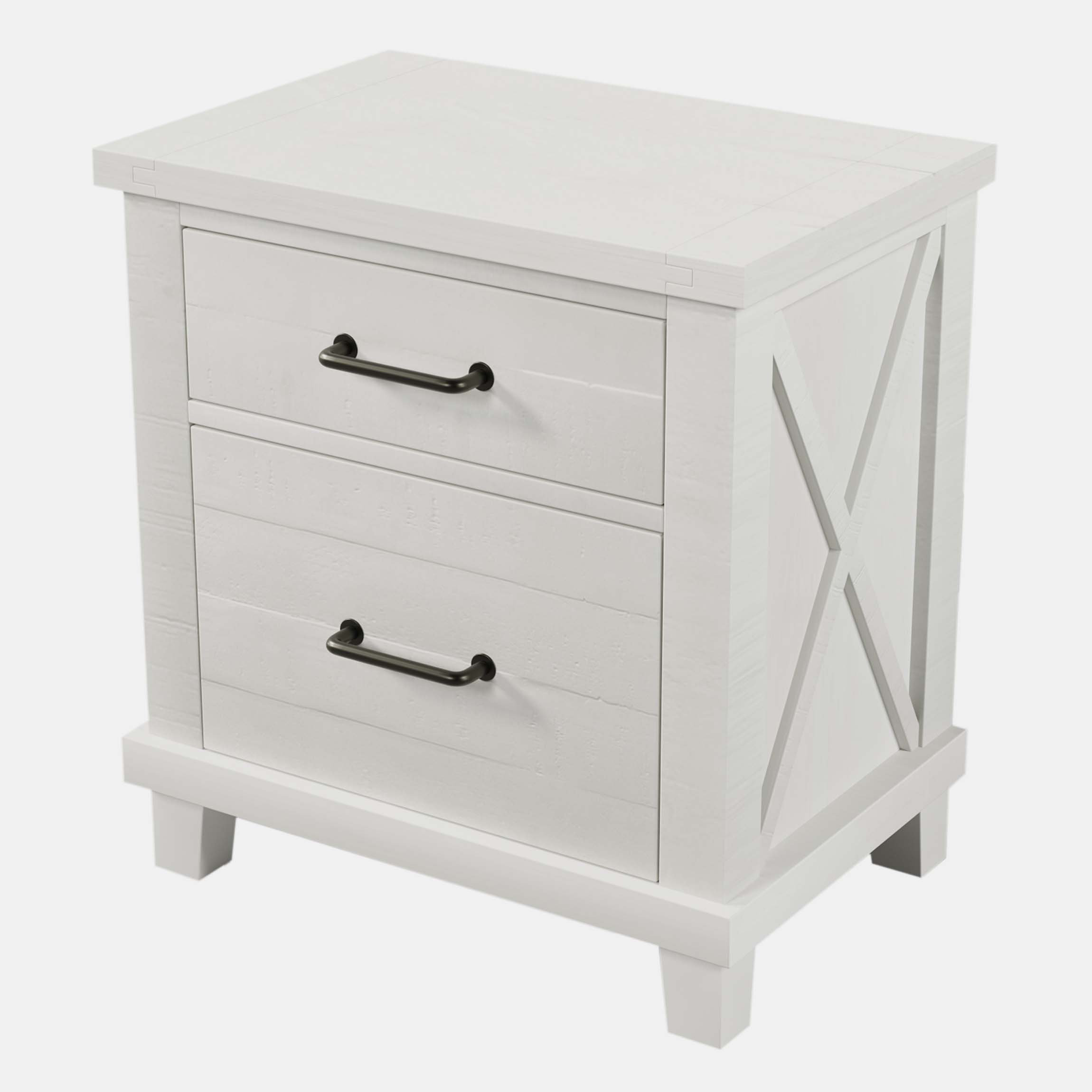 Gracie Oaks Rustic Farmhouse Style Solid Pine Wood Whitewash Two-Drawer ...