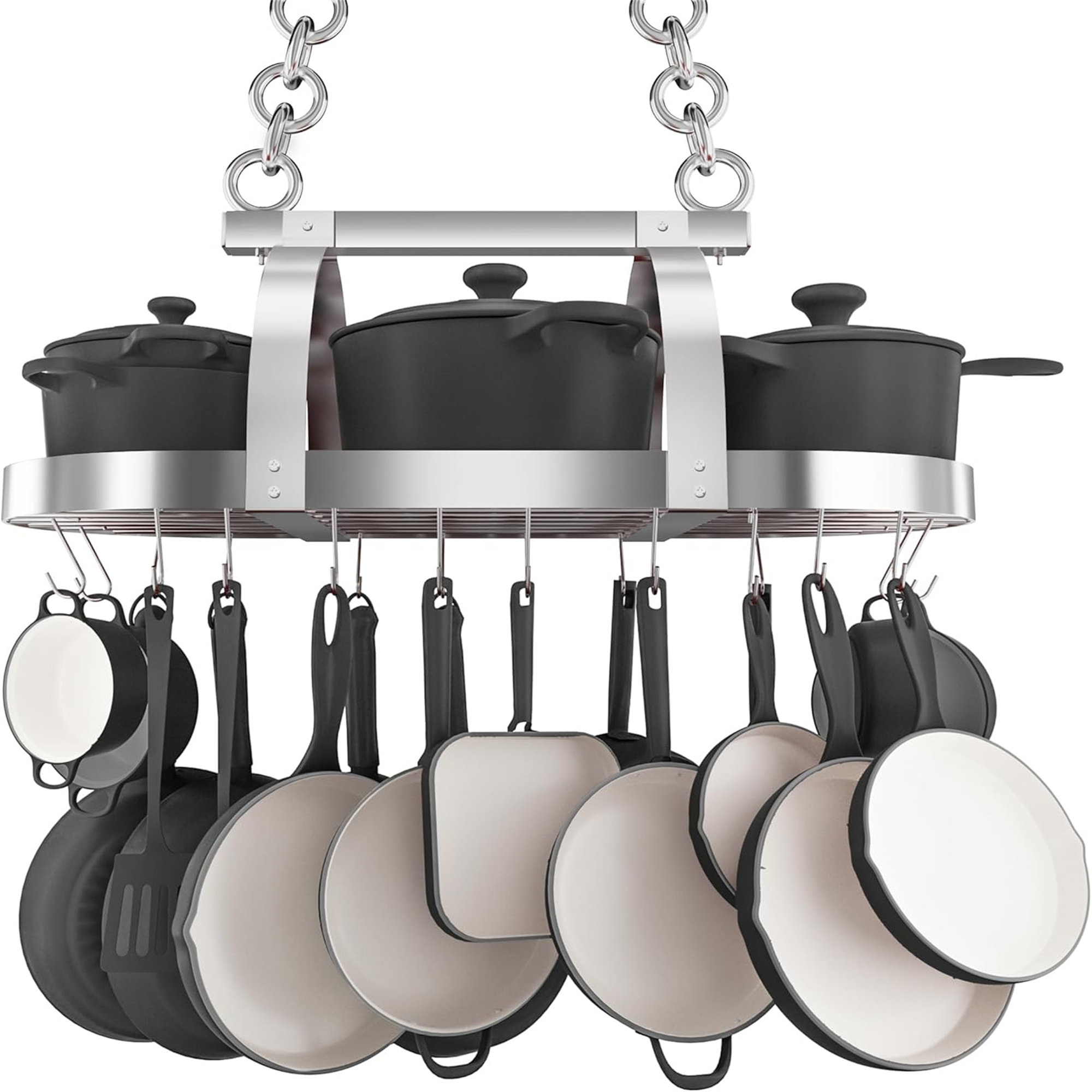 Mint Pantry® Ceiling pot rack with 20 S hooks, suitable for hanging pots, pans and kitchen ...