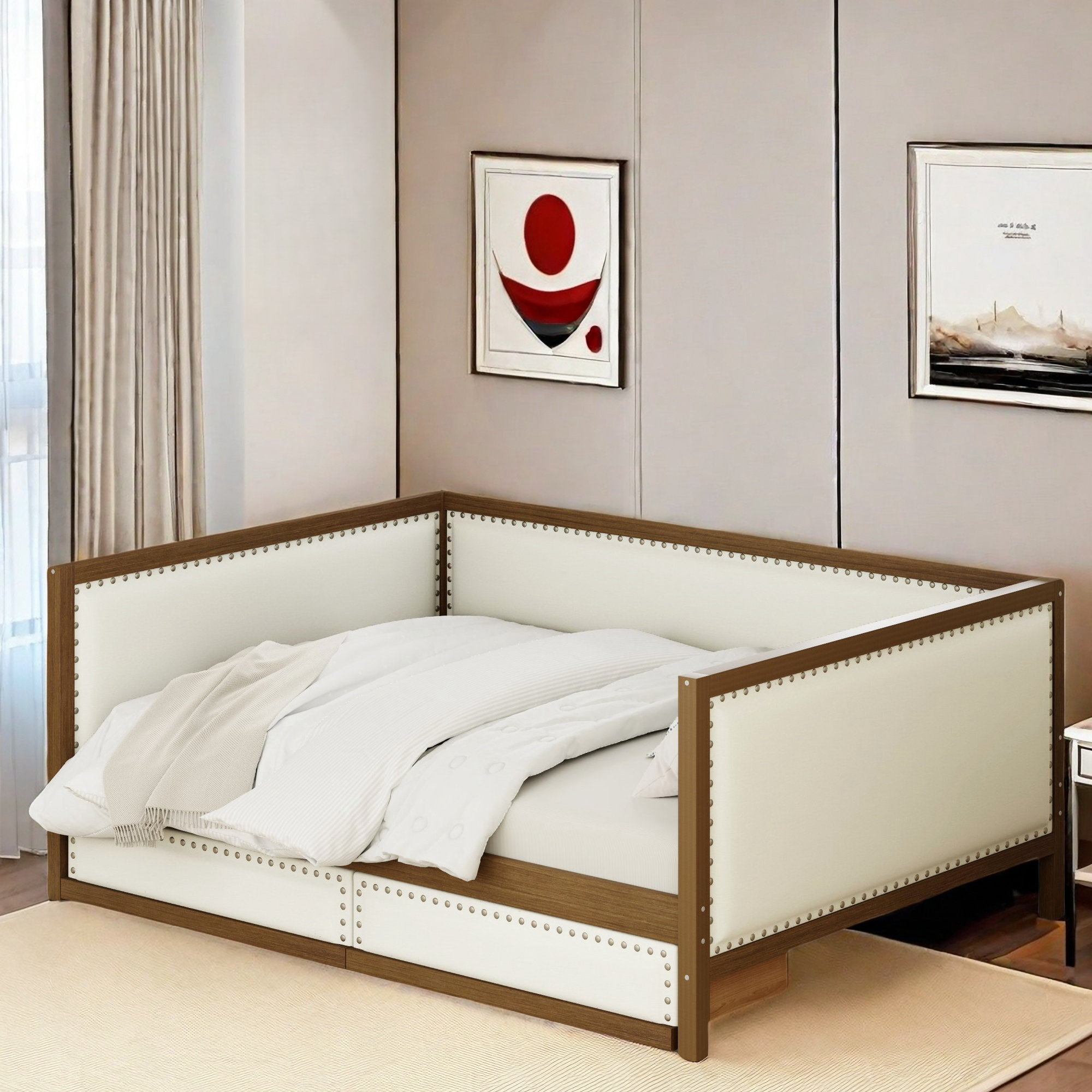 Wildon Home® Tanicka Upholstered Daybed with 2 Drawers and Nailhead ...