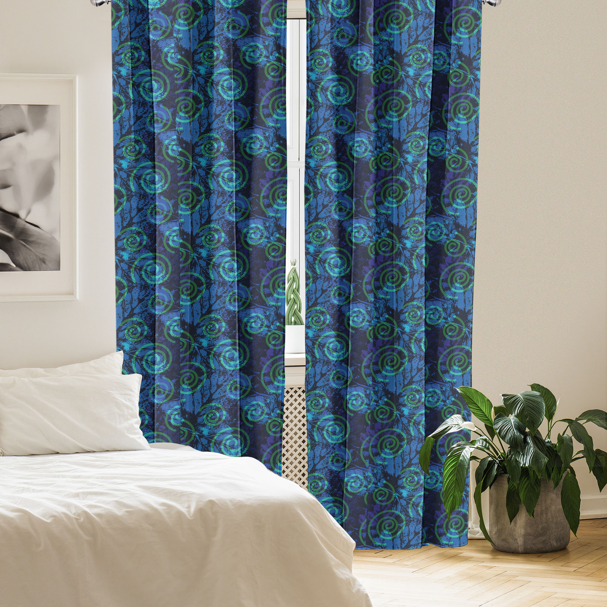East Urban Home Abstract 4-Panel Curtains, Imprints Pattern of Leafs ...