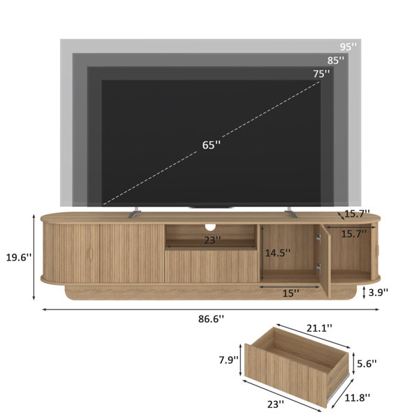 Ebern Designs 86.6" Curved Tv Stand | Wayfair