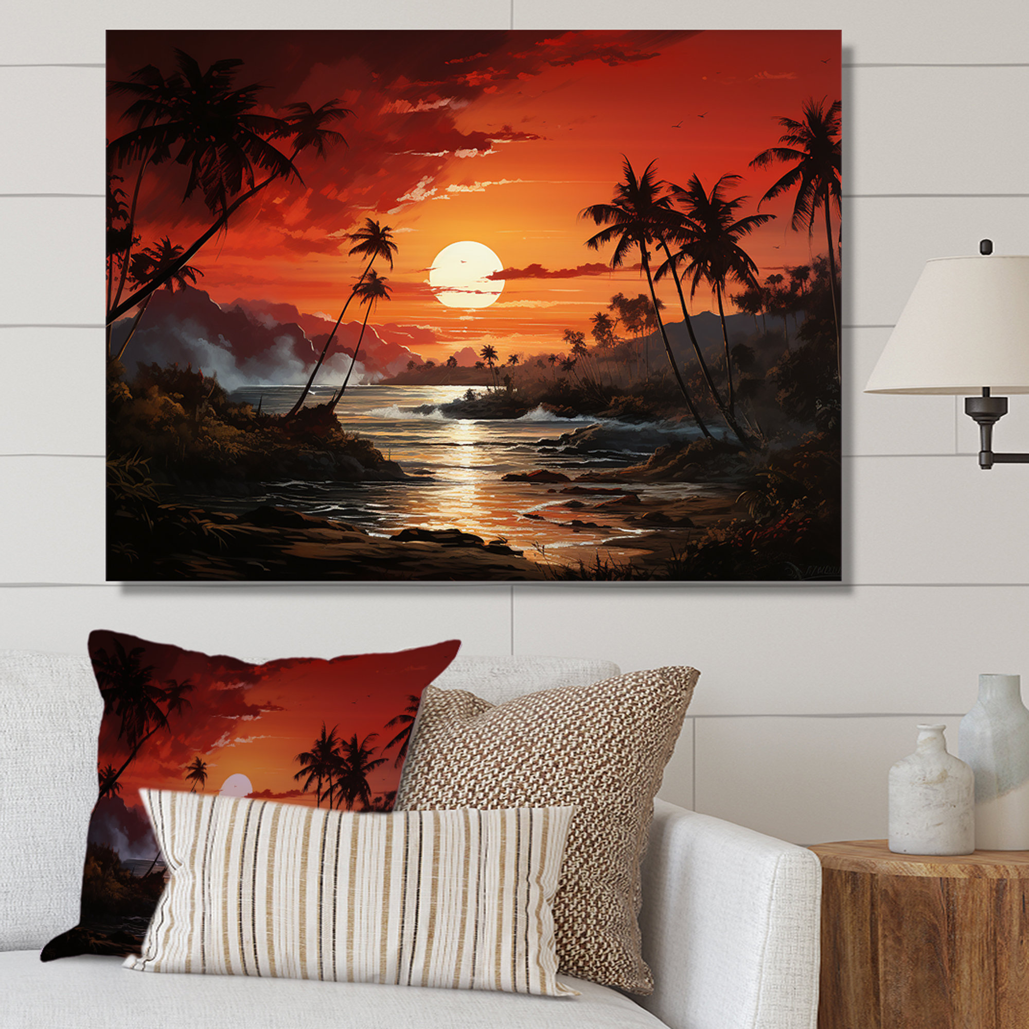 Design Art Palm Tress By The Sea At Sunset II On Canvas Print | Wayfair