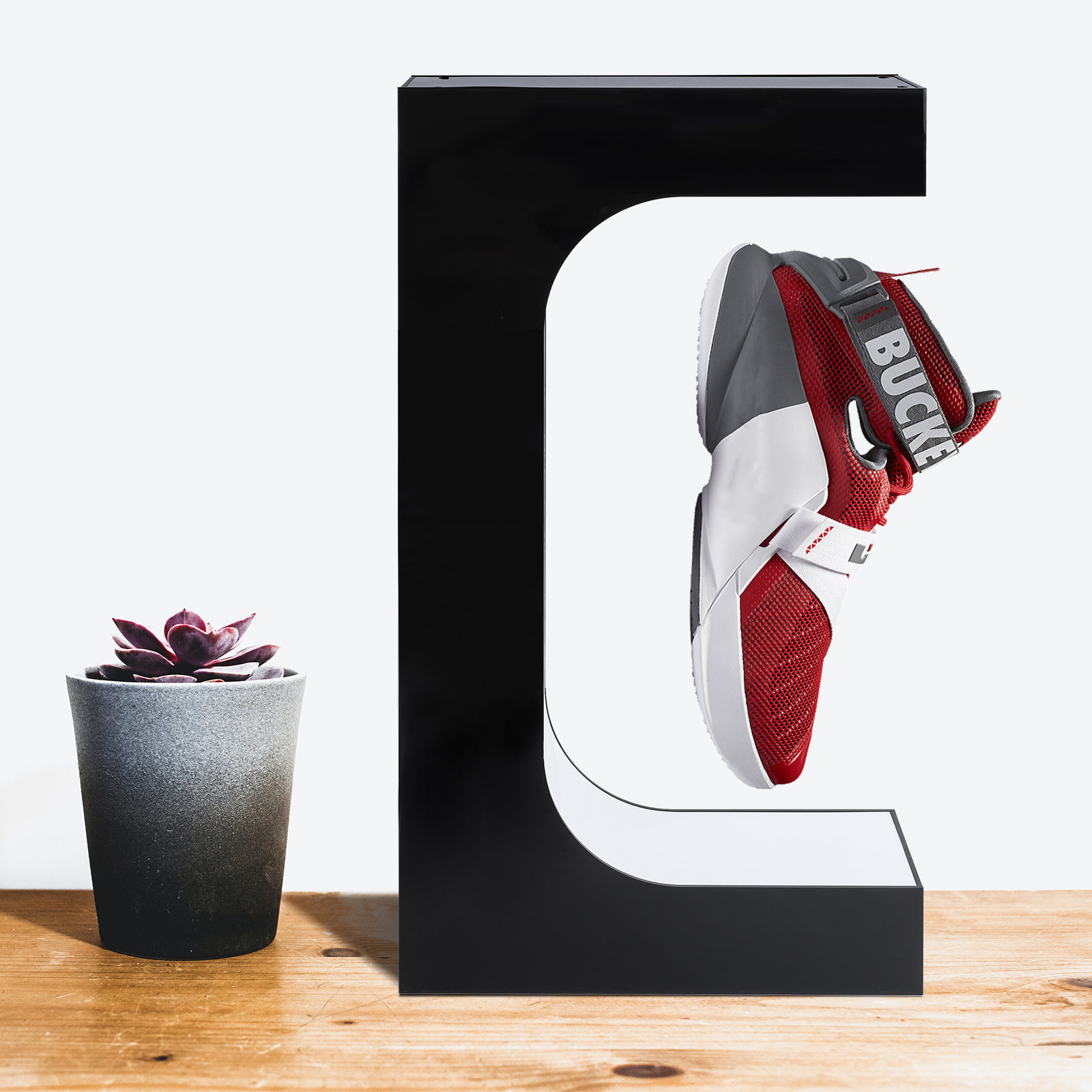 Ivy Bronx Floating Shoe Display Levitating Sneaker Stand BLACK W/ LED ...