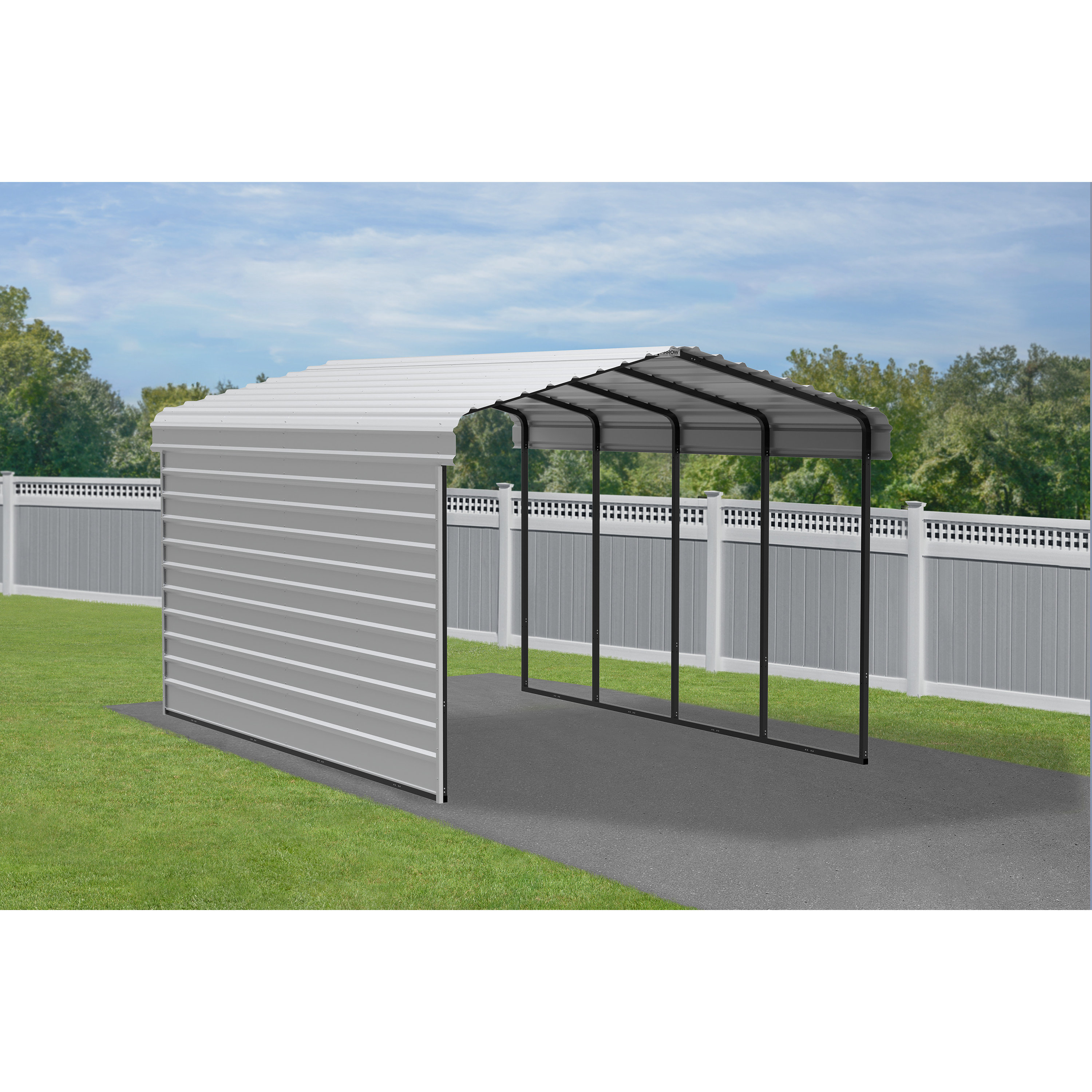 Arrow 20 x 12 ft Eggshell Carport with 1-sided Enclosure | Wayfair