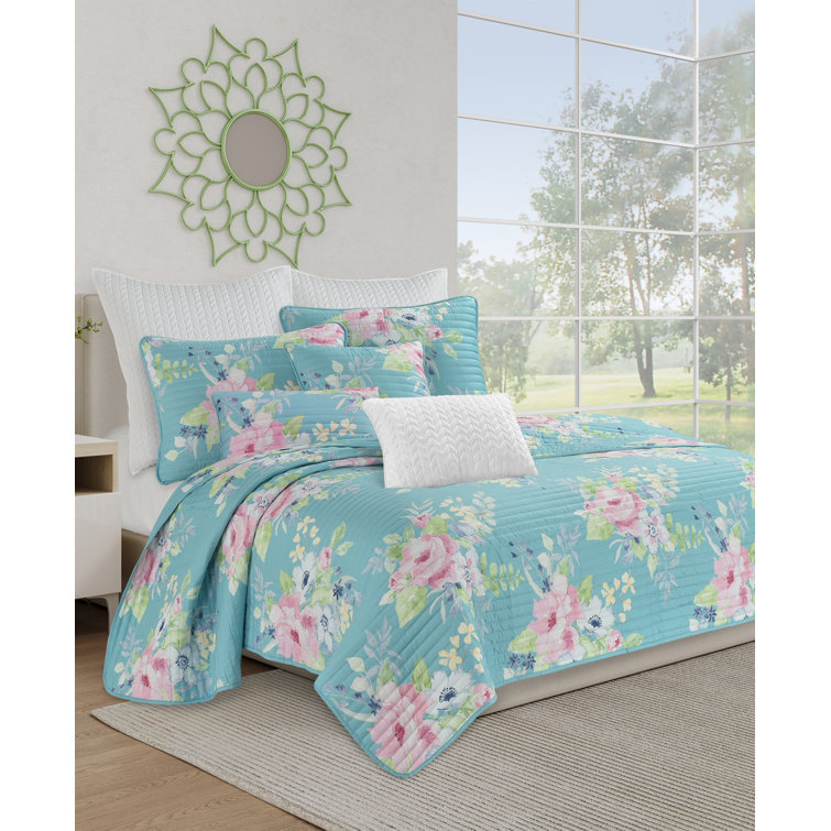 Five Queens Court Turquoise Microfiber 2 Piece Quilt Set | Wayfair