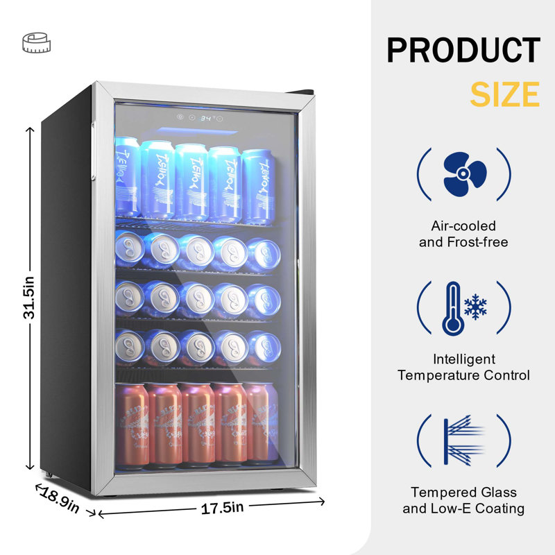 Simzlife 126 Cans (12oz.) 3.2 Cubic Feet Freestanding Beverage ...