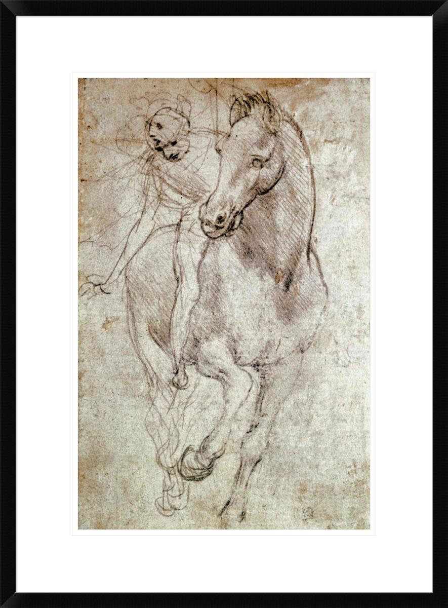 Vault W Artwork Horse and Rider by Leonardo Da Vinci Framed Painting ...