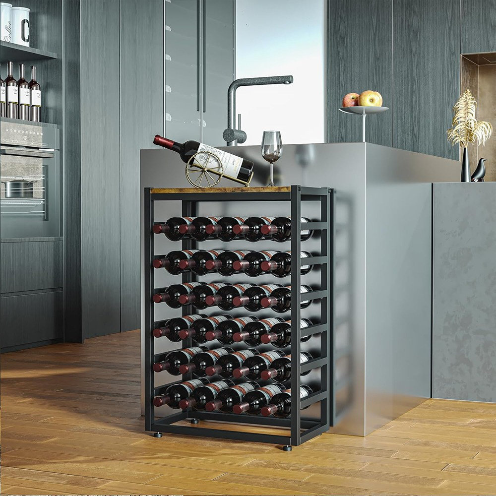 Mint Pantry® 30 Bottles Floor Wine Rack With Wood Top, Wobble-Free 6-Ti ...