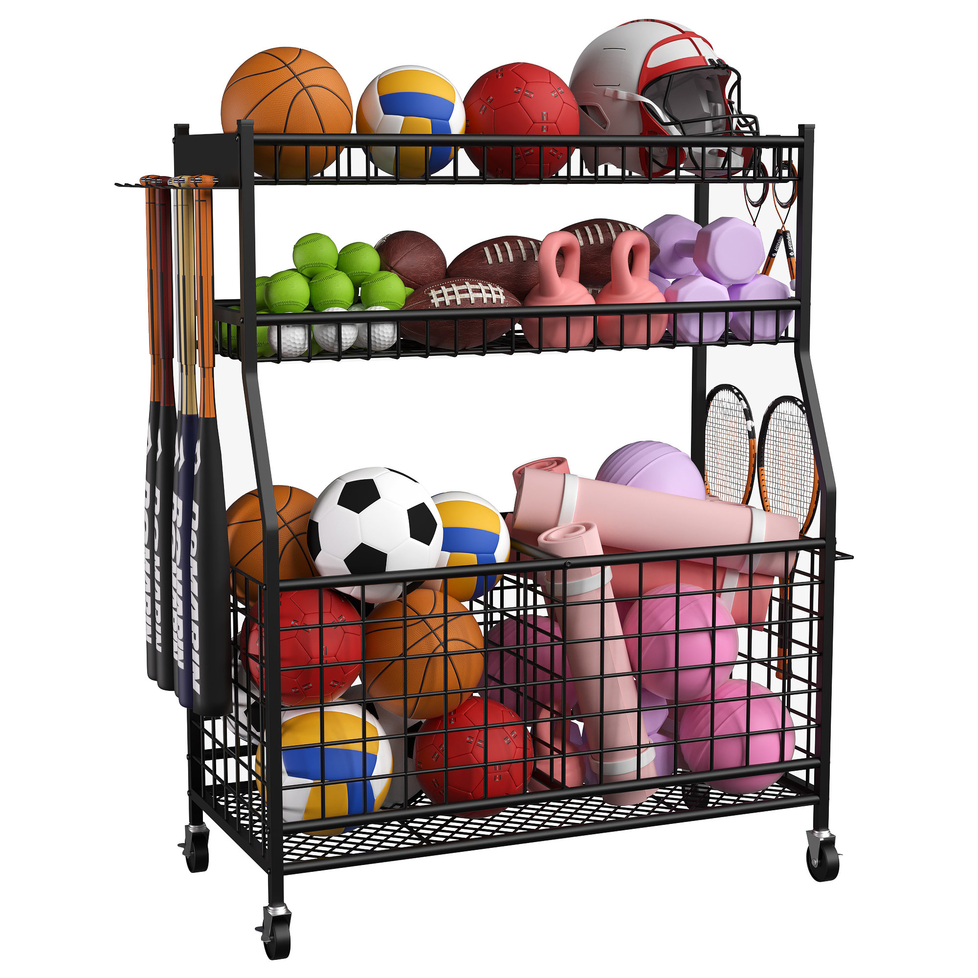 Rebrilliant Freestanding Sports Storage Rack For Sports Gear & Reviews ...