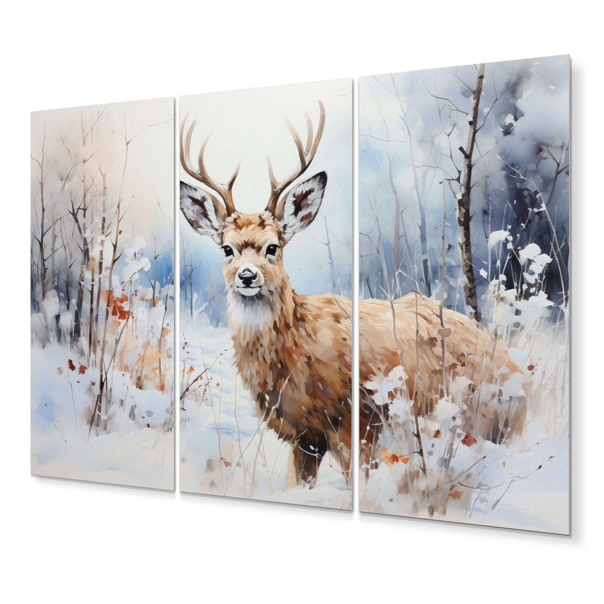 Design Art Deer Winters Embrace II - Animals Metal Wall Art Set | Wayfair