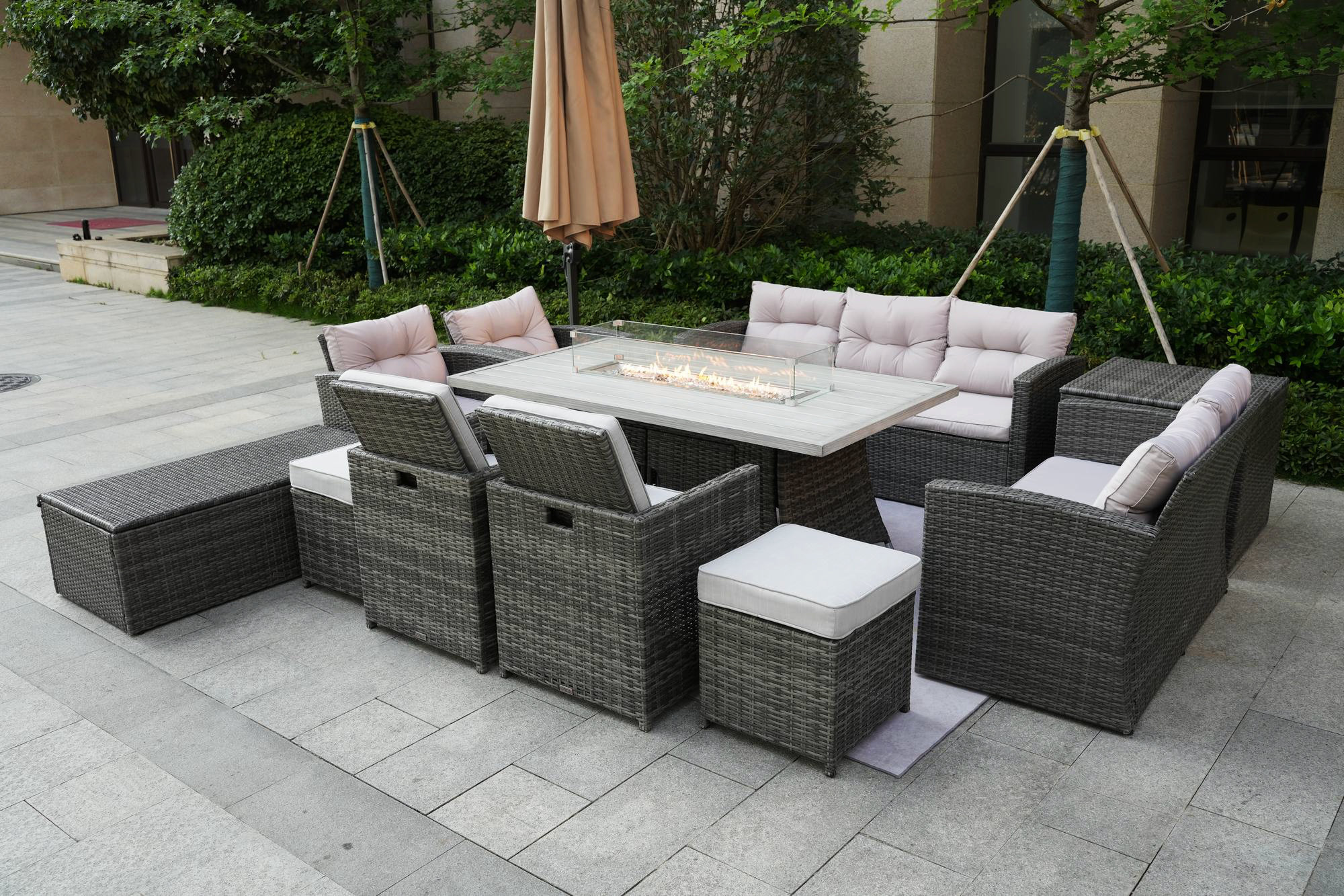 Ebern Designs Stills 9 - Person Outdoor Seating Group with Cushions ...