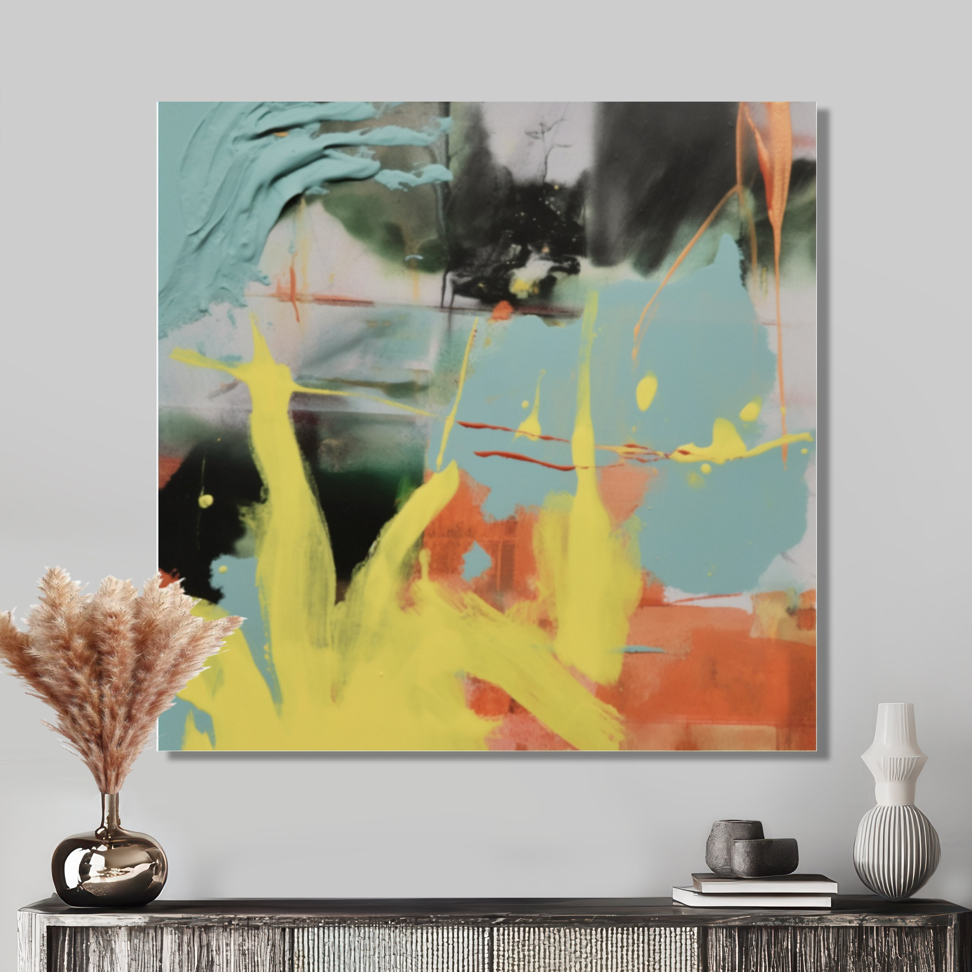 Wrought Studio™ Dada Joyful Movement - Abstract Wall Art Living Room ...