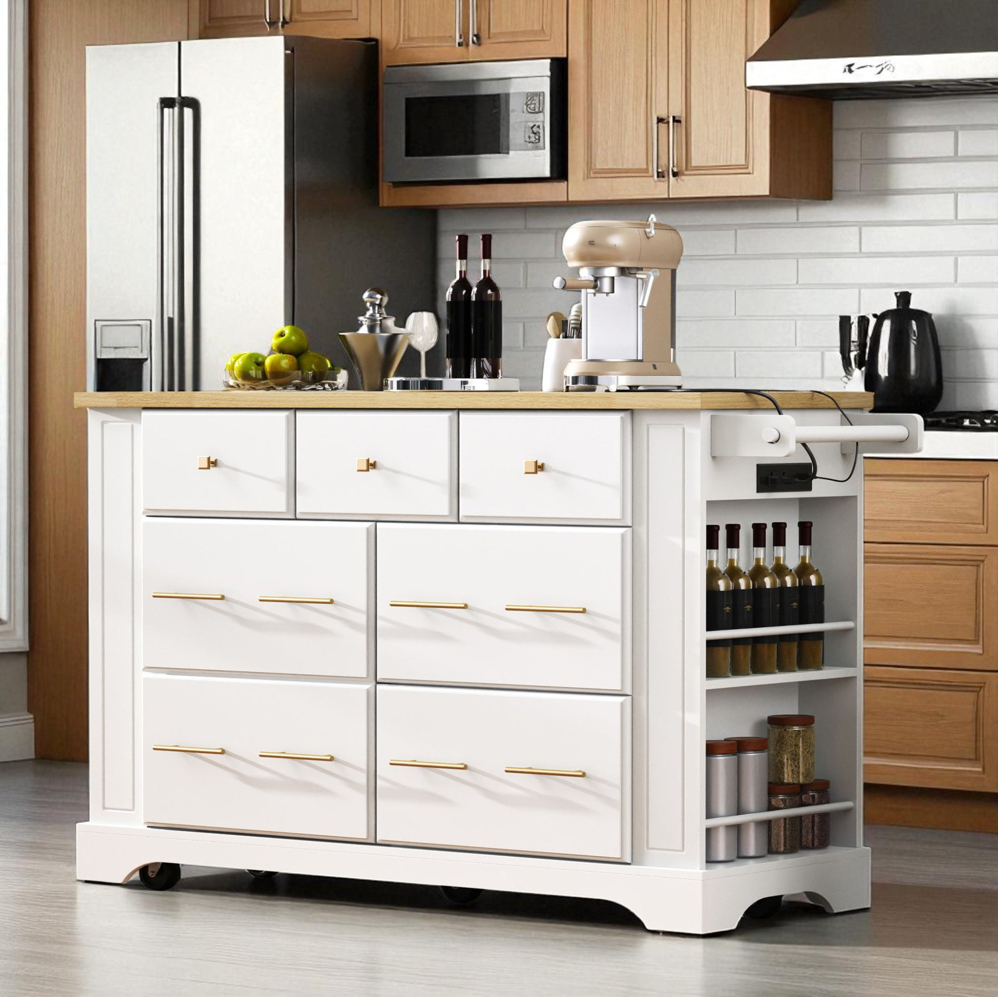 Ophelia & Co. 51.2" Wide Kitchen Island With Drop Leaf | Wayfair