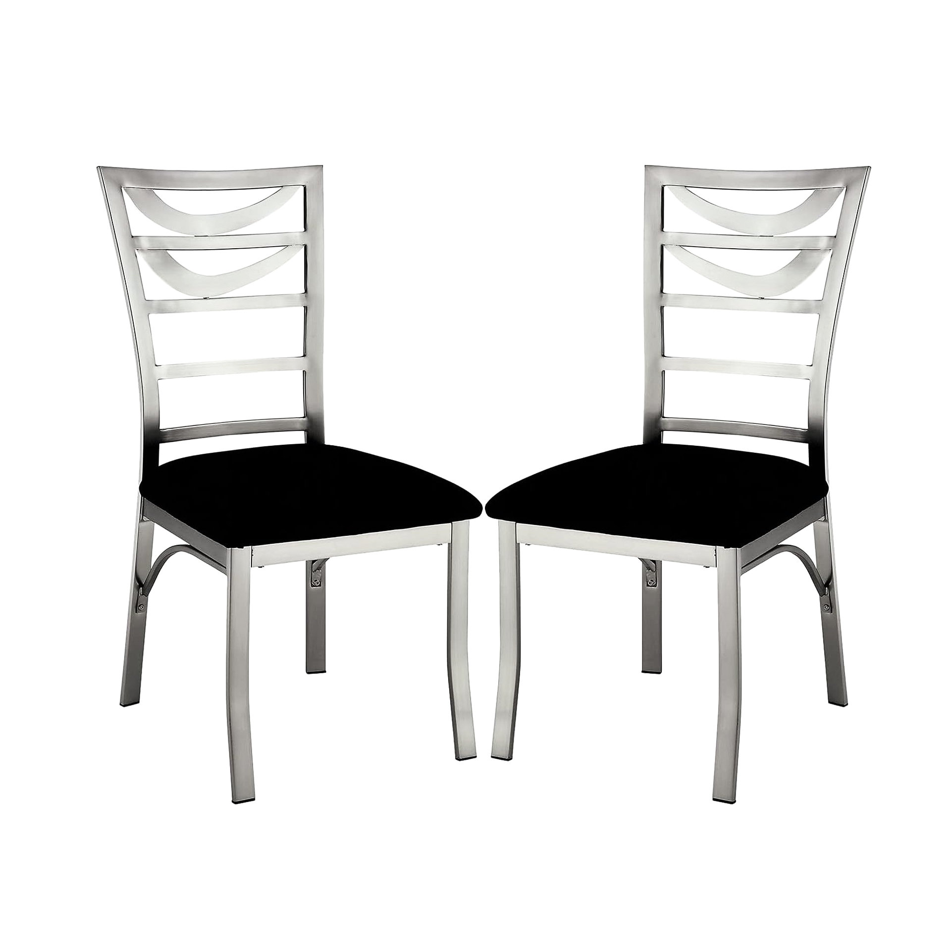 Kivaritio Contemporary Metal Dining Chairs, Black Microfiber Seat ...