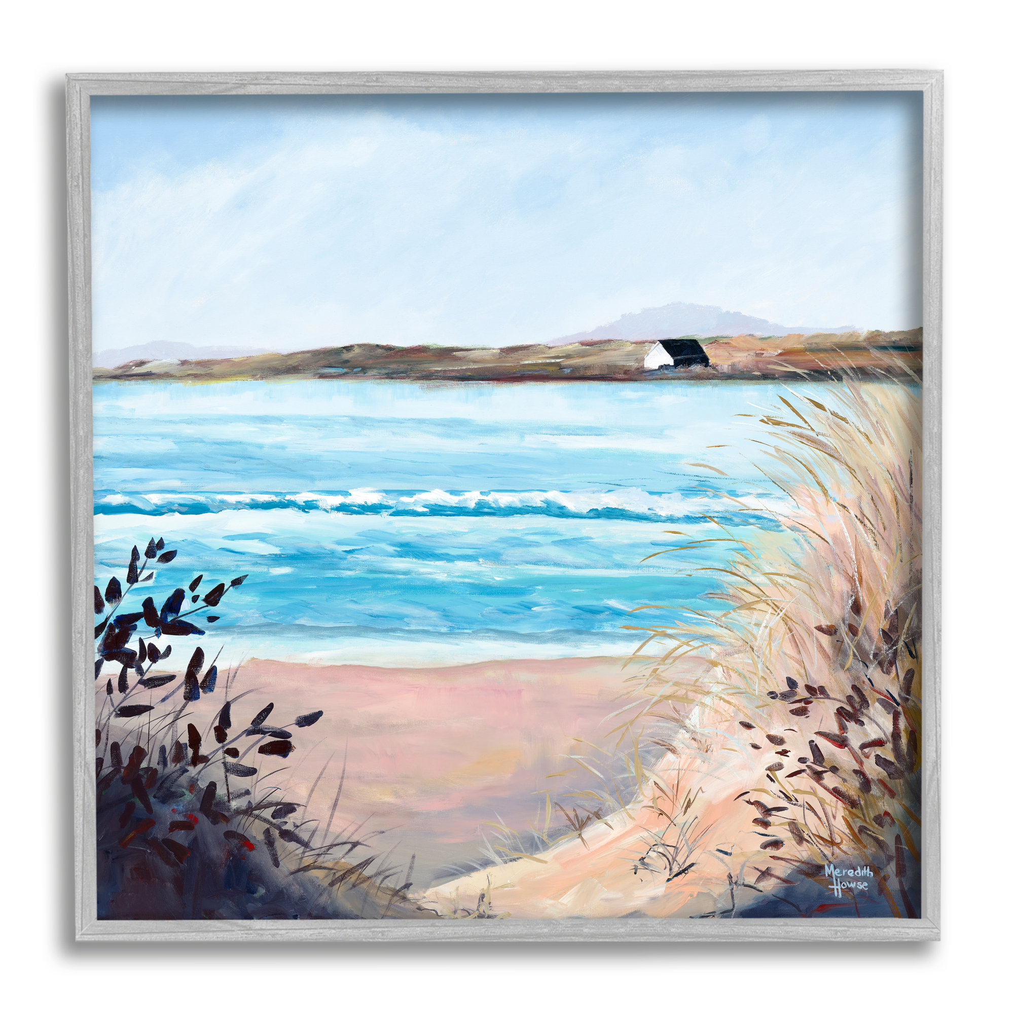 Stupell Industries Coastal Beach Landscape Framed Giclee Art Design By ...
