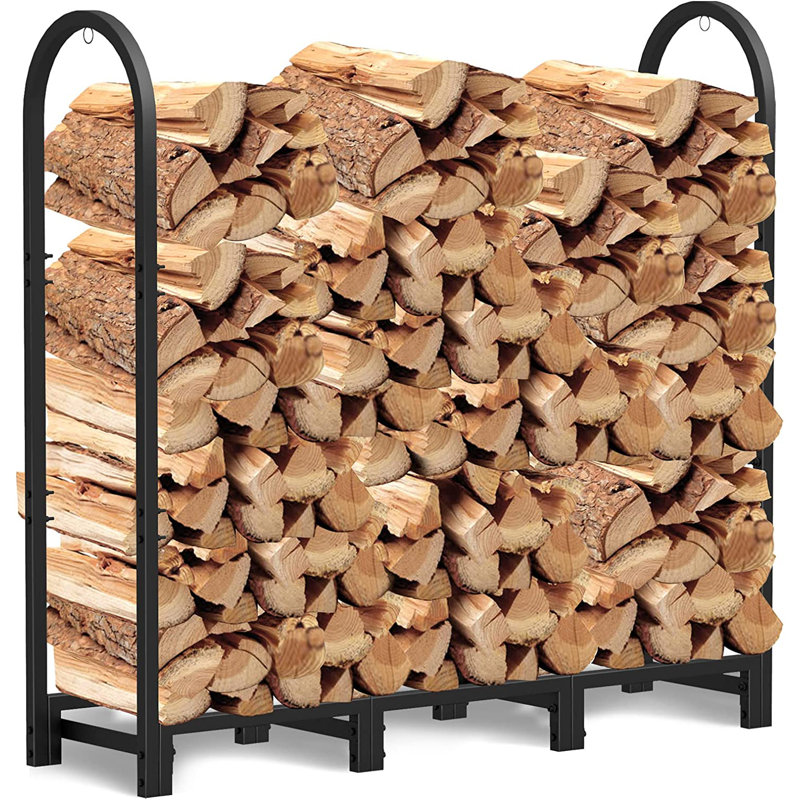 Arlmont & Co. Murtibai 48'' W Metal Log Rack, Wood Storage Outdoor ...