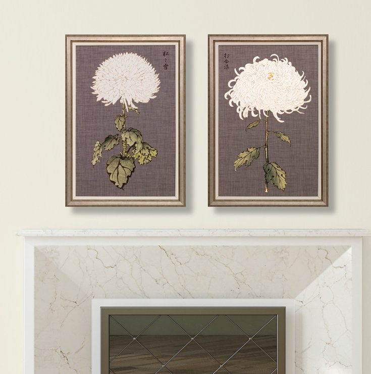 One Allium Way® 'Mums in Ivory' 2 Piece Framed Graphic Art Print Set ...
