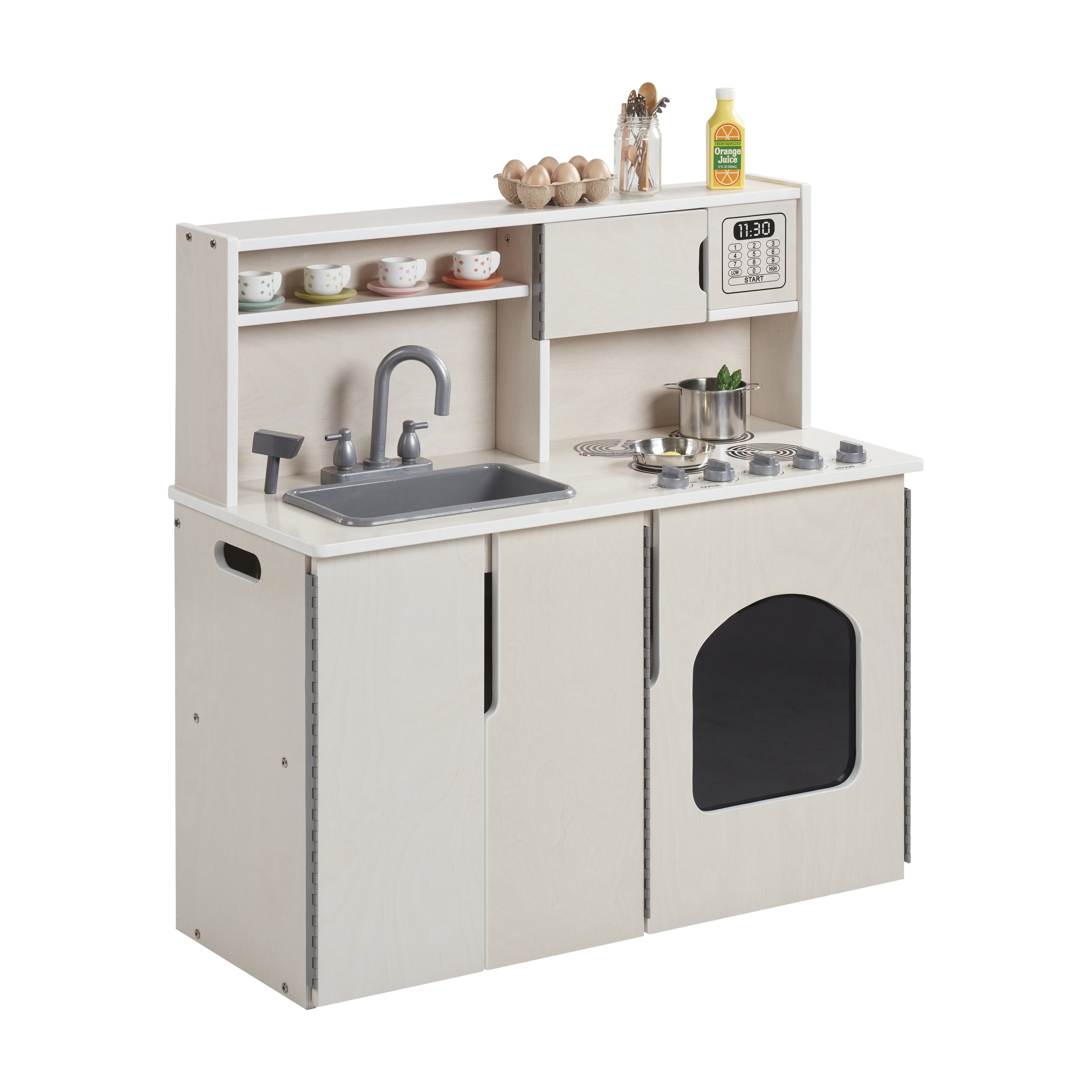 ECR4Kids 4-in-1 Kitchen, Sink, Stove, Oven, Microwave and Storage, Play ...