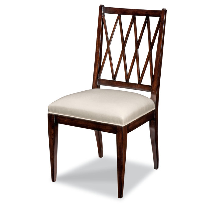 WoodbridgeFurniture Addison Linen Cross Back Side Chair in Ebonized ...