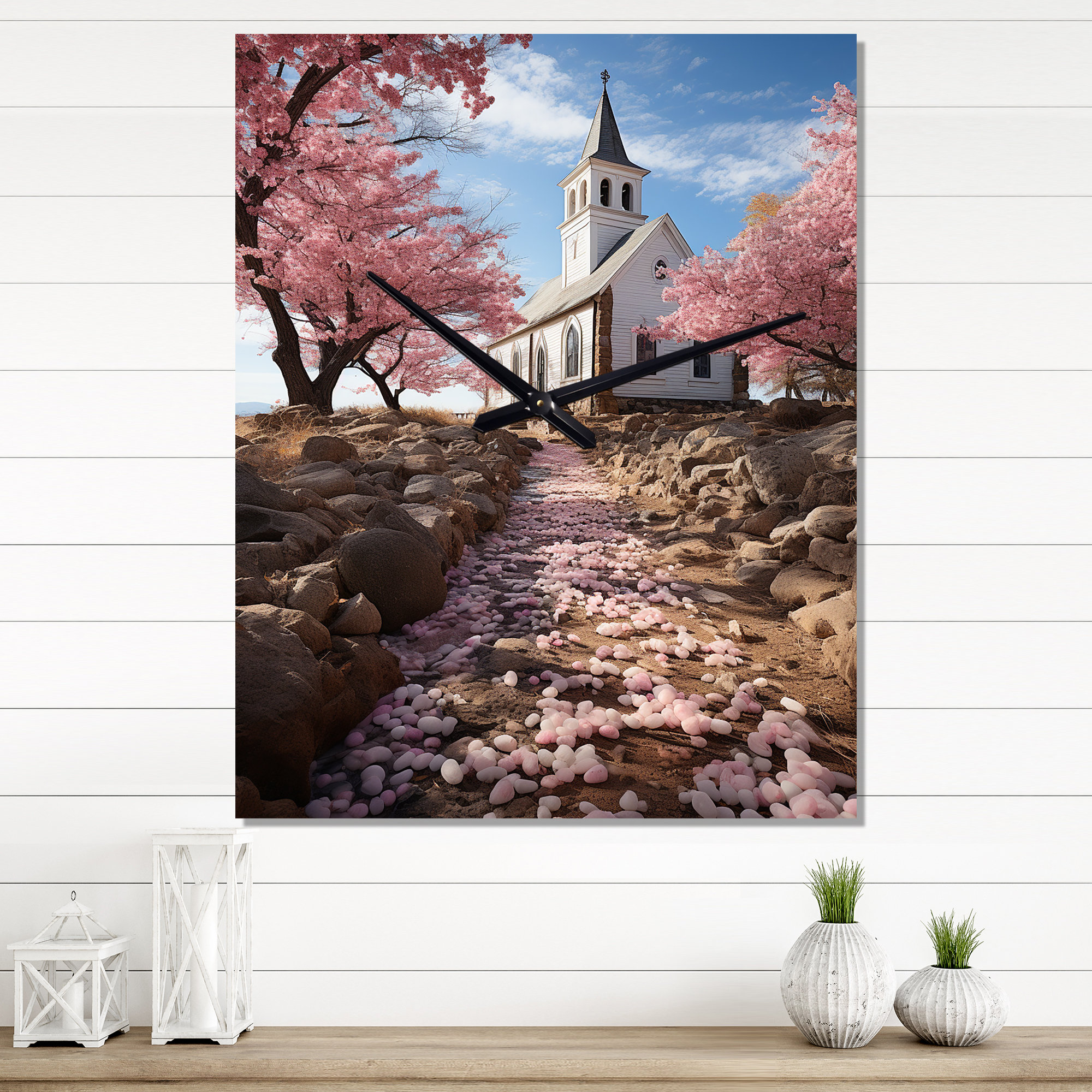 Design Art Lansdcape Church Tranquil Abode I - Spiritual Wall Clock ...