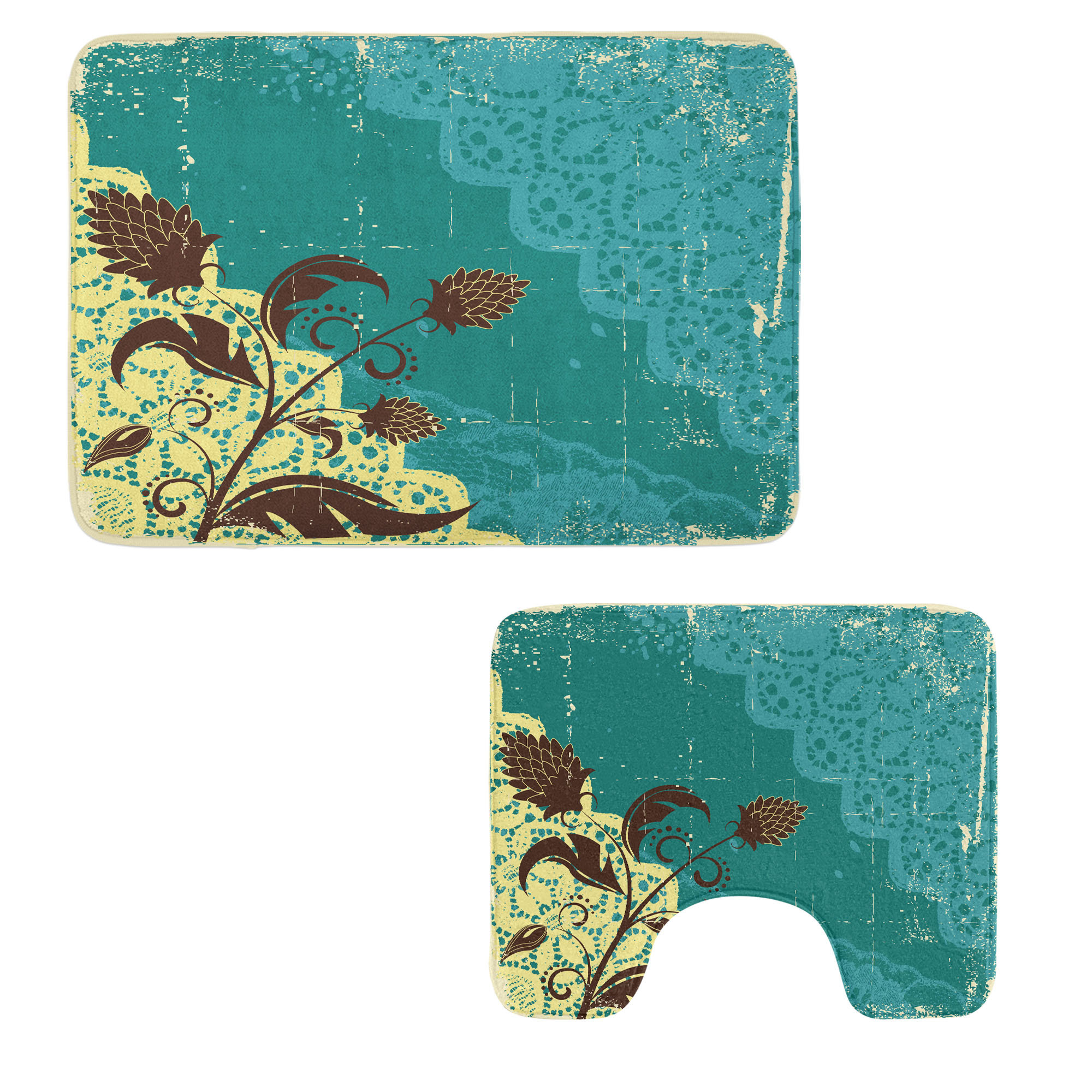 East Urban Home Vintage Bathroom Rug Set 2 Pieces Rectangle & Contour ...