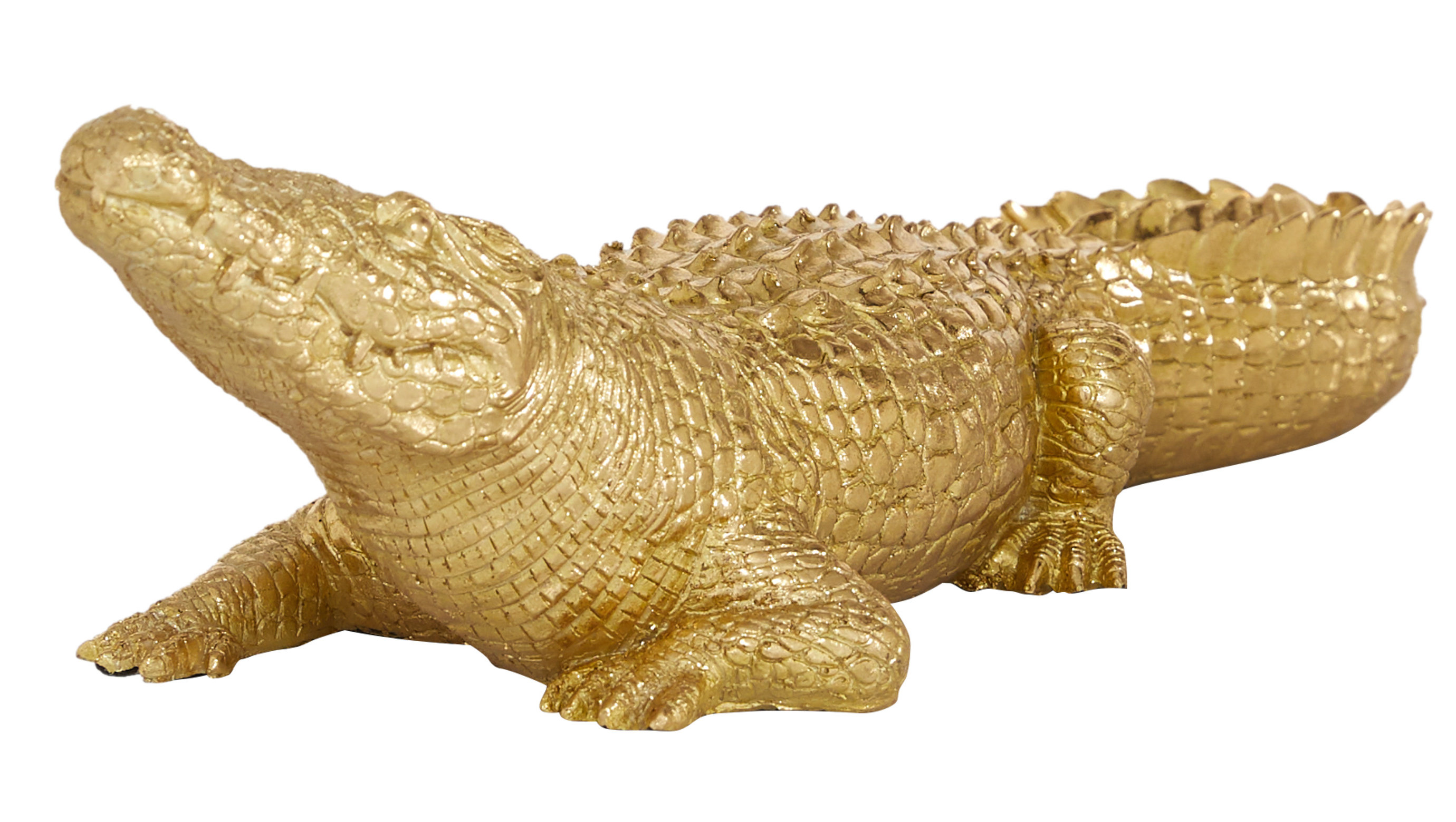 House of Hampton® Dubik Polystone Crocodile Decorative Gold Sculpture ...