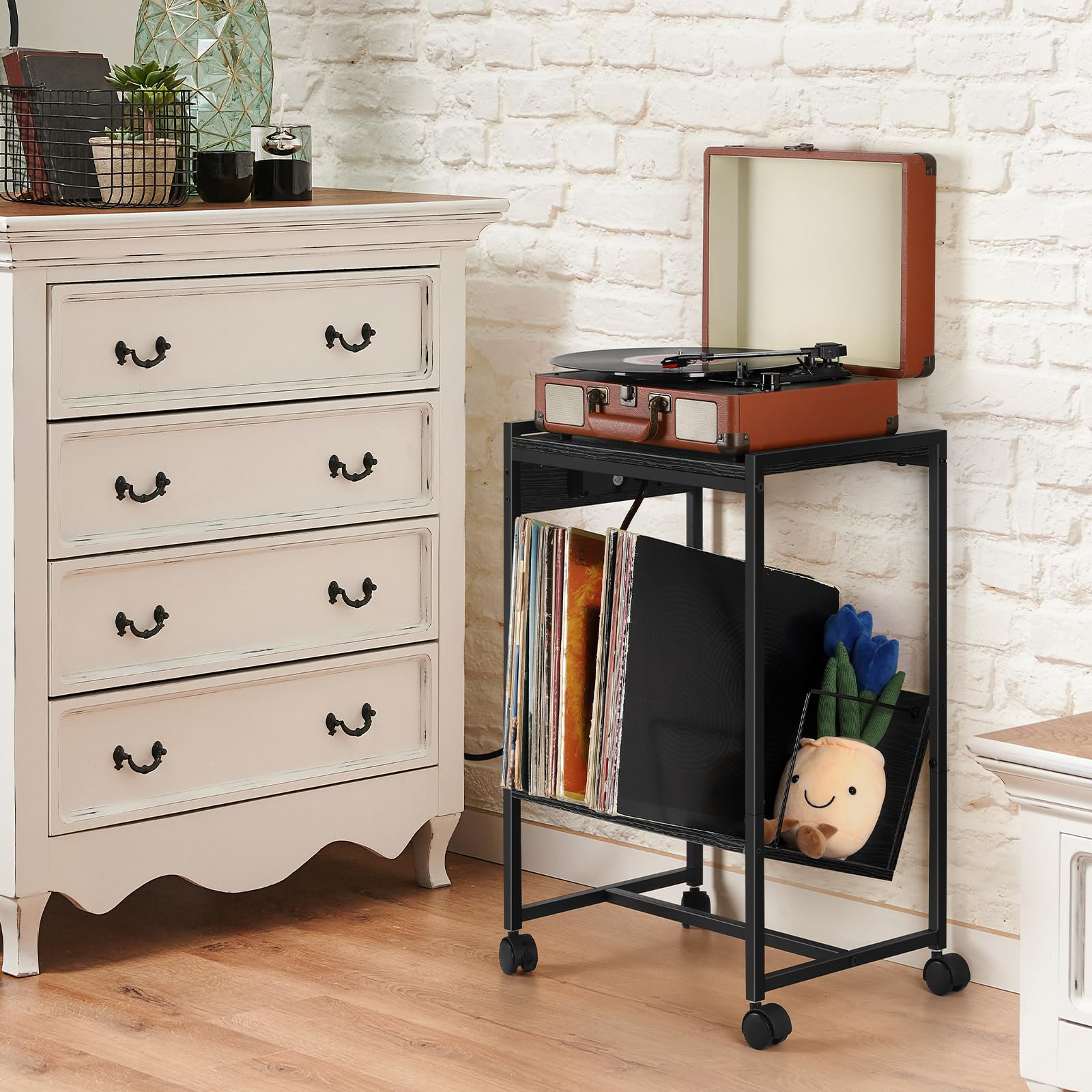 Ebern Designs Record Player Stand With Album Storage | Wayfair