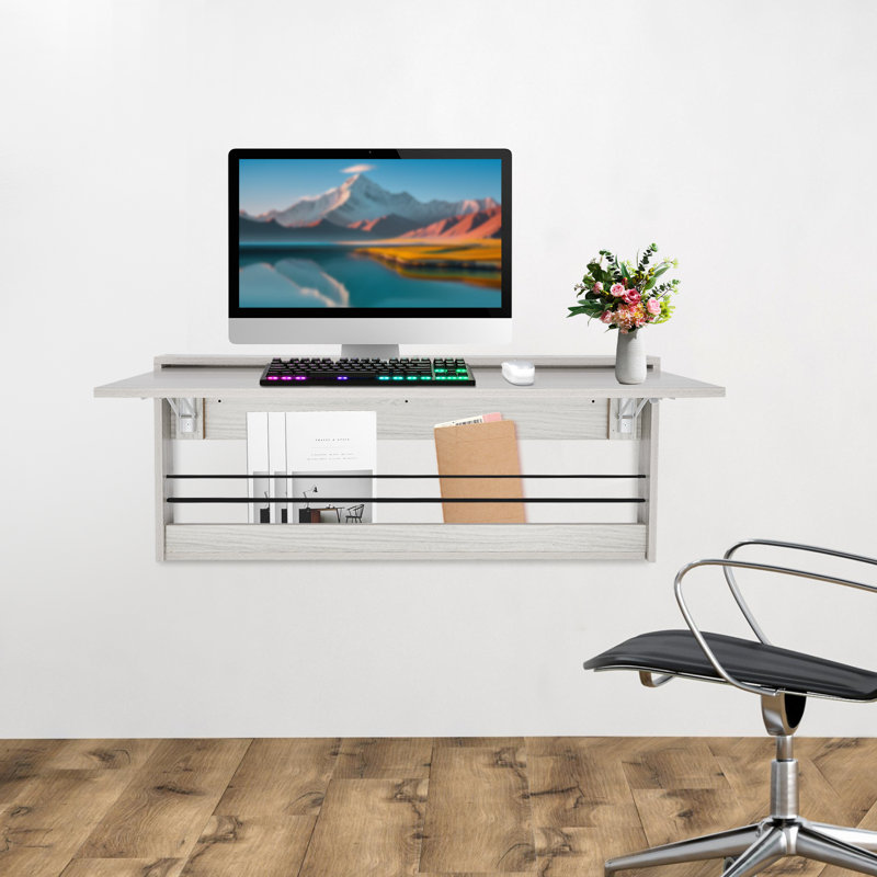 Wrought Studio™ Wall Mounted Folding Table (Square Corner) | Wayfair