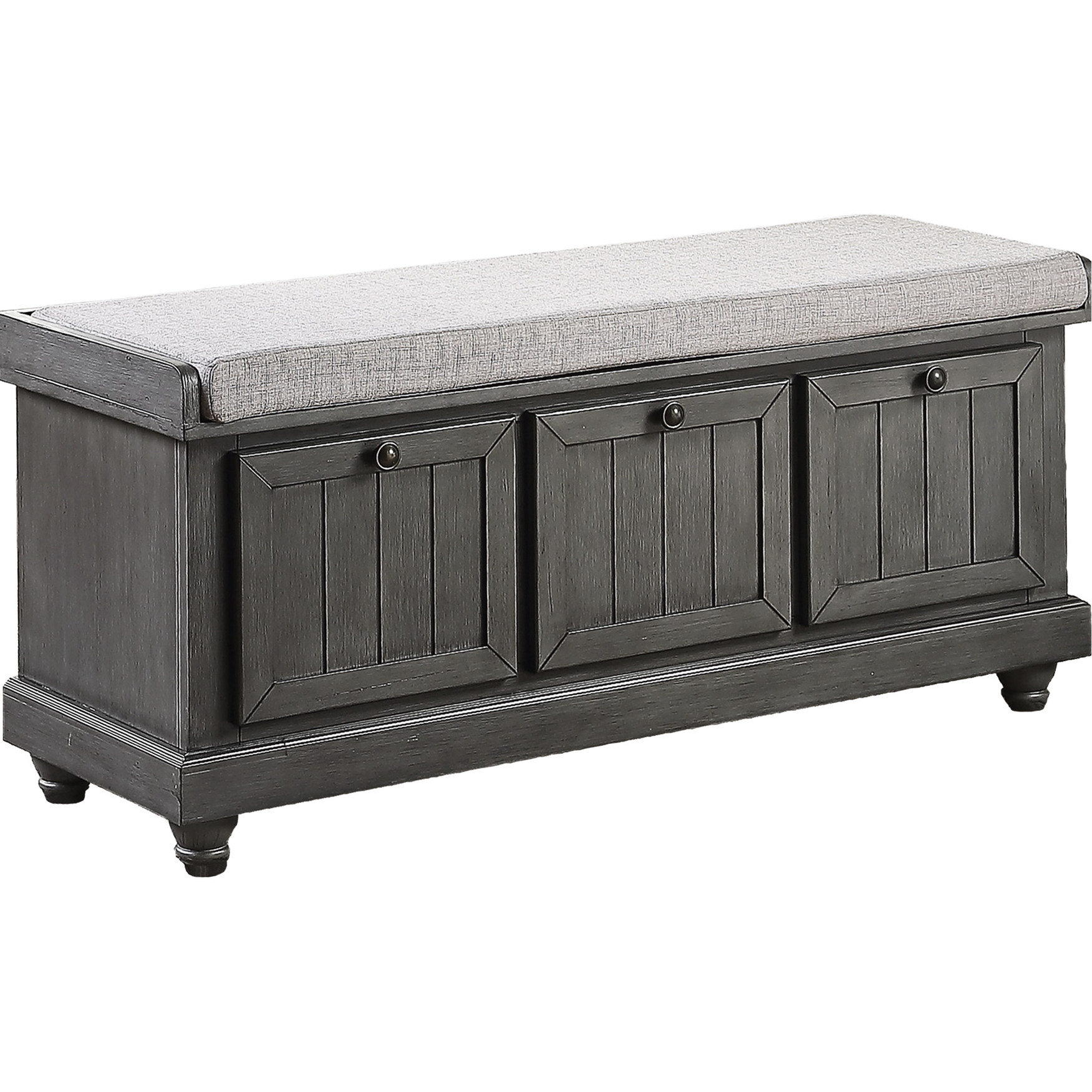 One Allium Way® Dark Gray Bench With Removable Cushion And Solid Wood ...