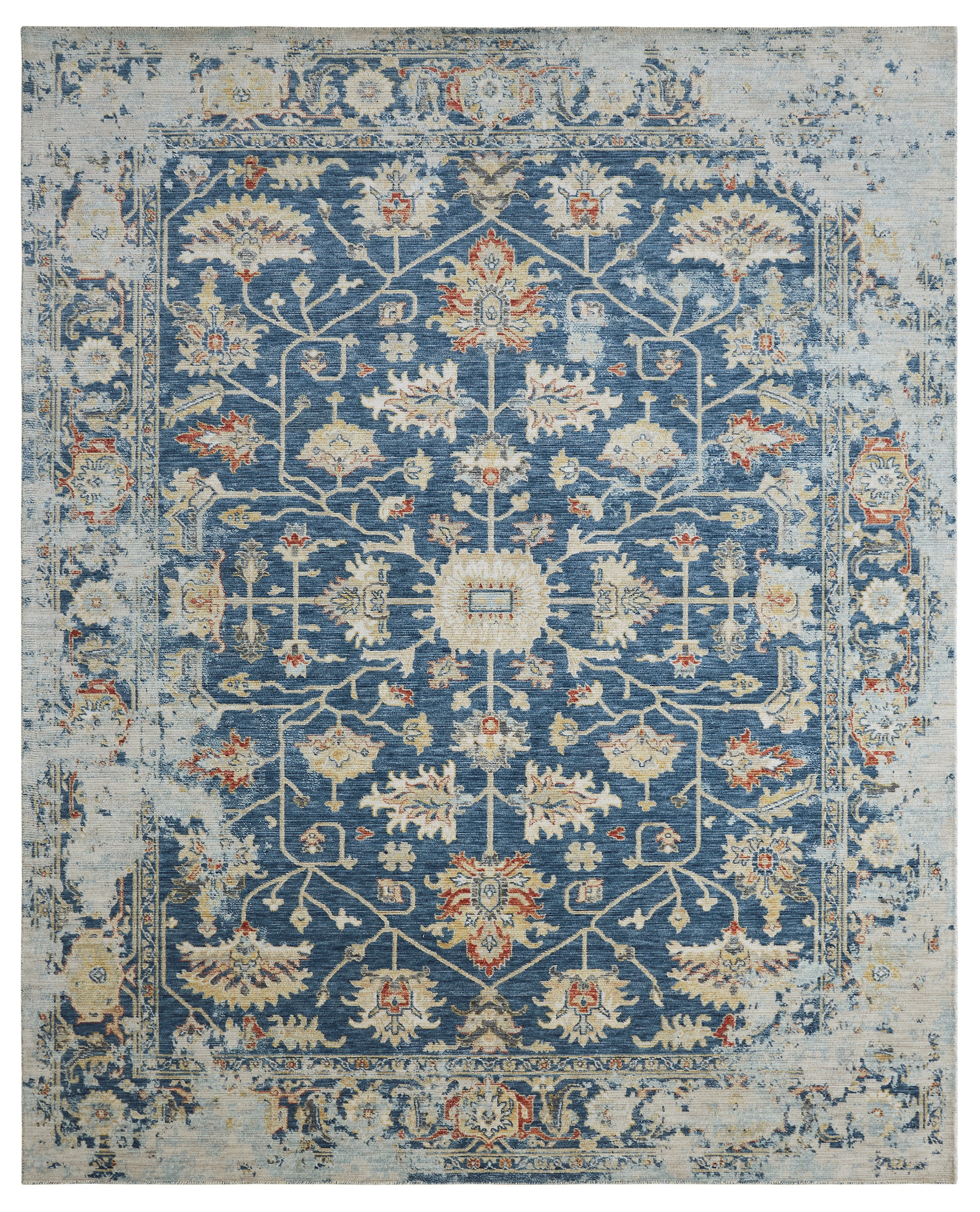 Madison Couture Rugs Oriental Abstract Blue Wool Rich Blend Area Rug ...