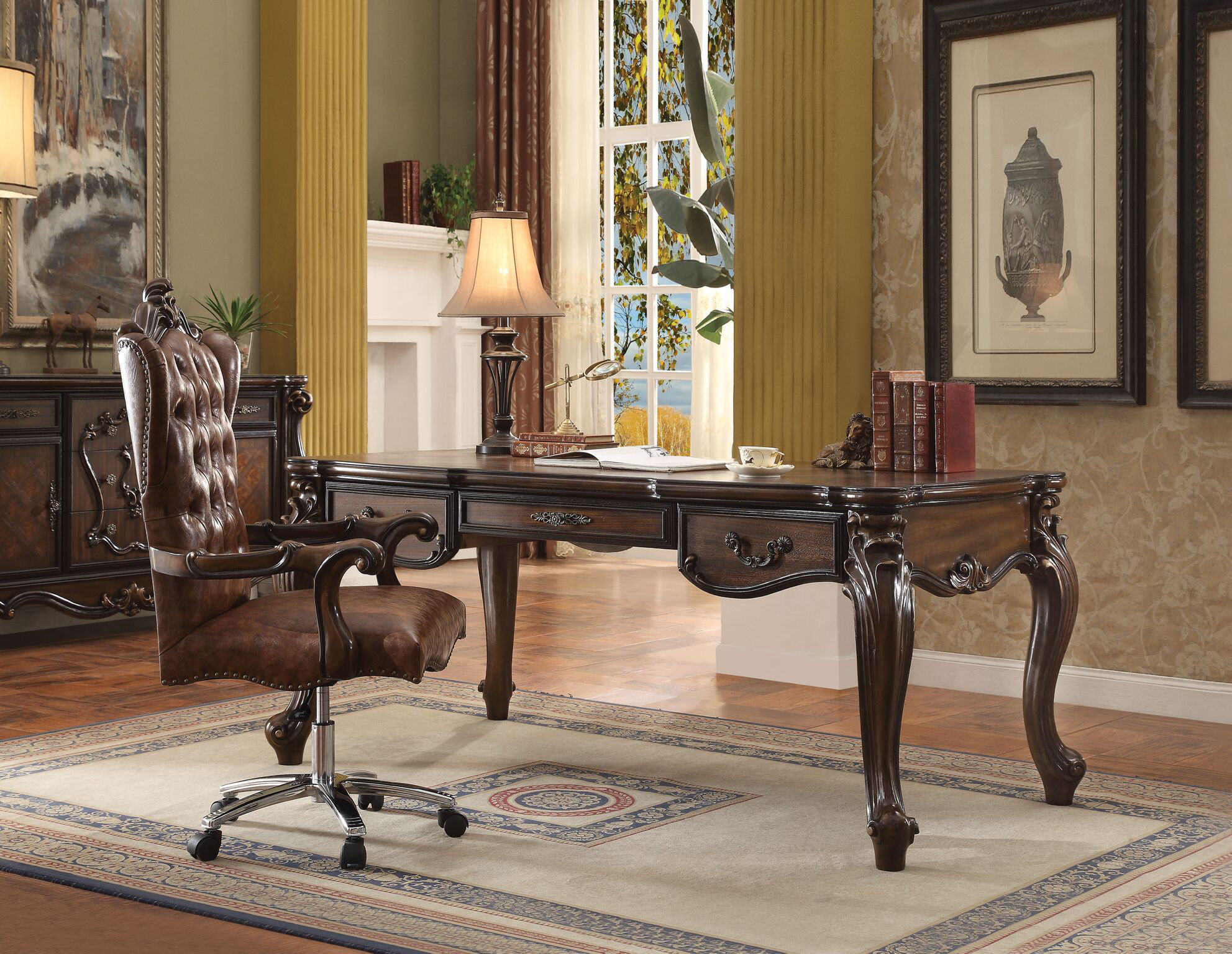 Astoria Grand Mallon Solid Wood Executive Desk | Wayfair