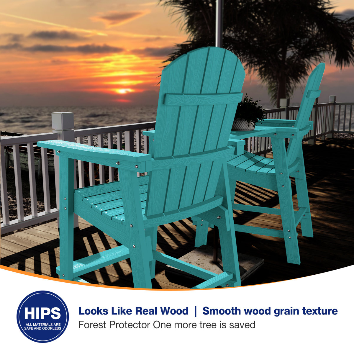 Rosecliff Heights Borghild HIPS Outdoor Adirondack Chair with Table ...