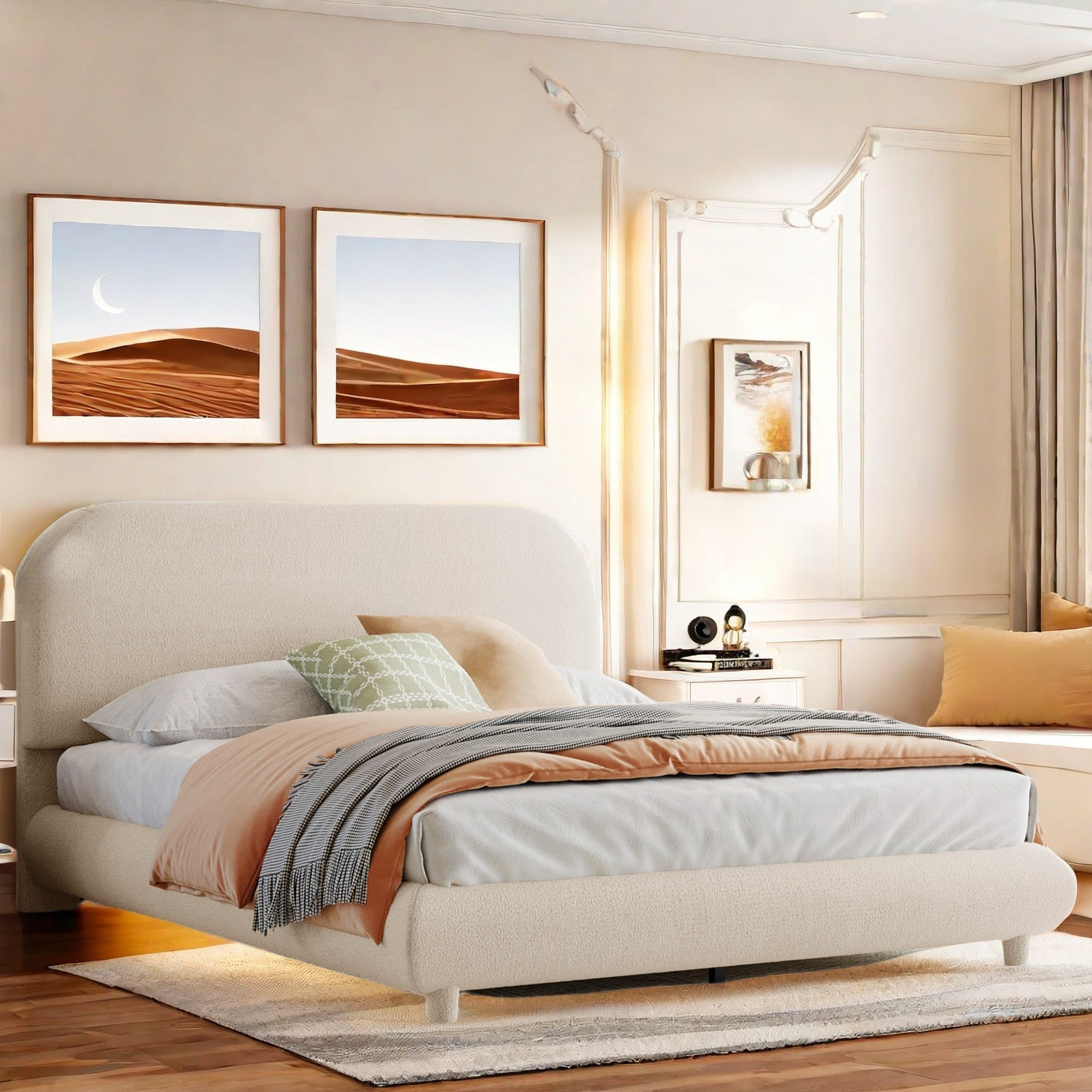 Latitude Run® Upholstered Platform Altizer And Stylish Curve-shaped ...