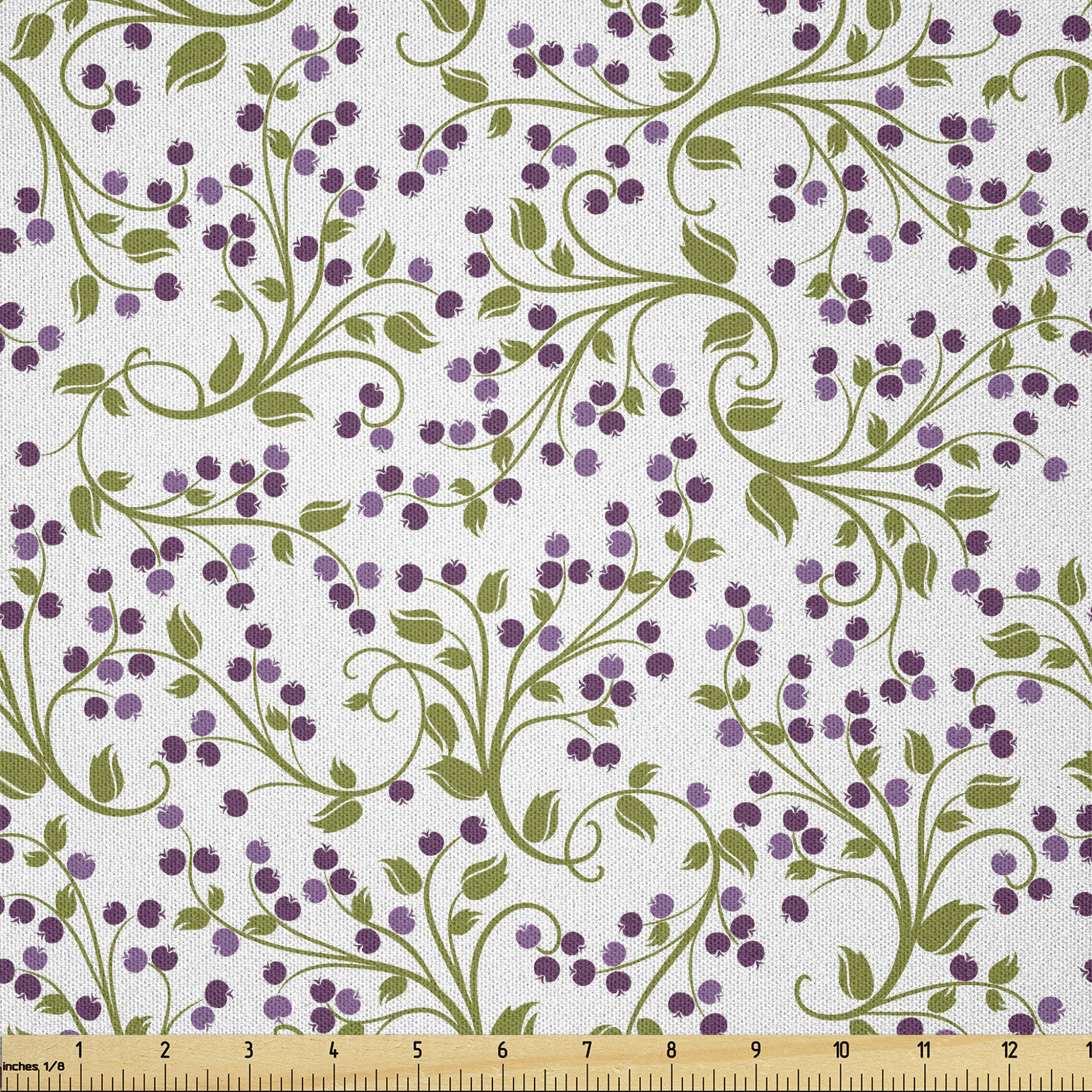 East Urban Home Cylas Wild Berries Ornamental Curvy Branches Fabric ...